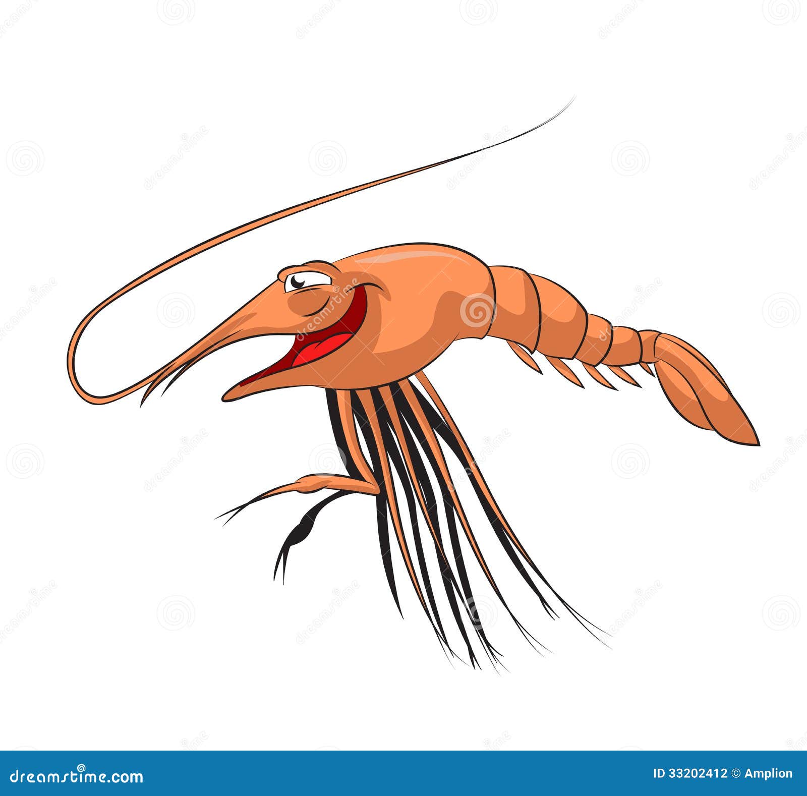 Cartoon shrimp stock vector. Illustration of seafood - 33202412