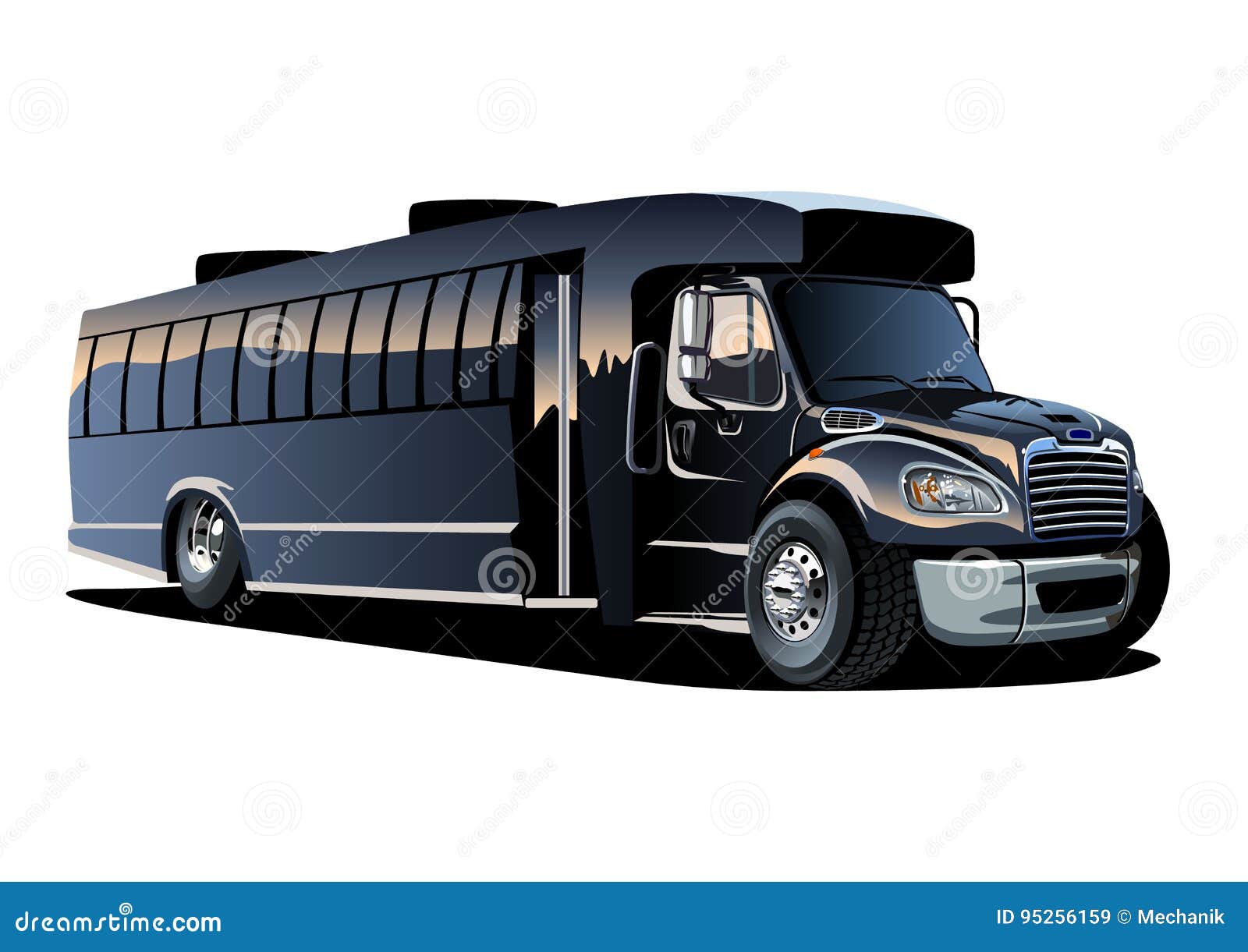 Cartoon Shuttle Bus stock vector. Illustration of coach - 95256159