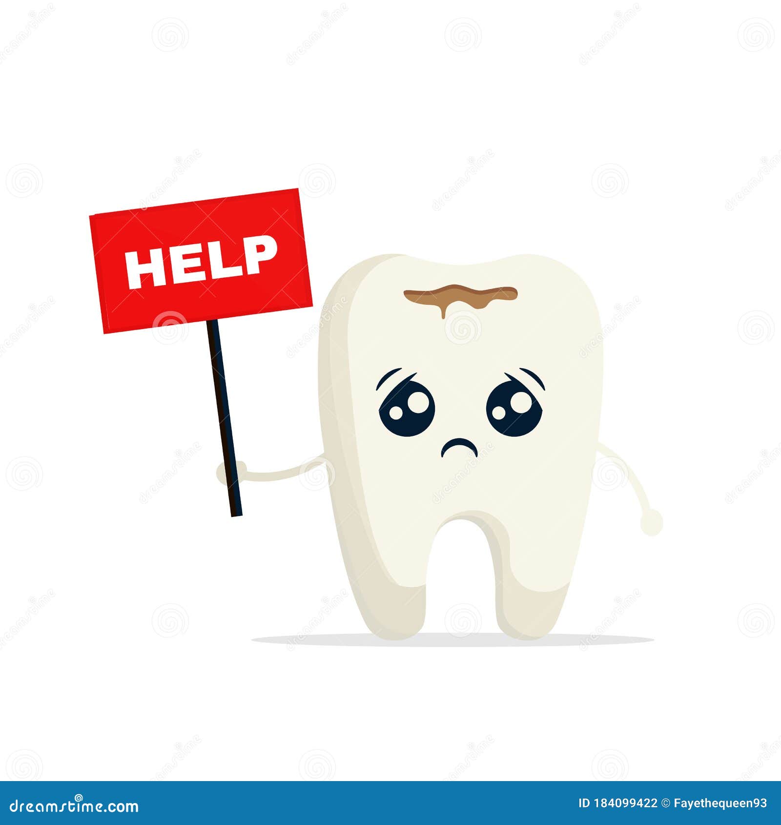 Cartoon Sick Tooth Asks For Help Isolated On White Background. Vector ...