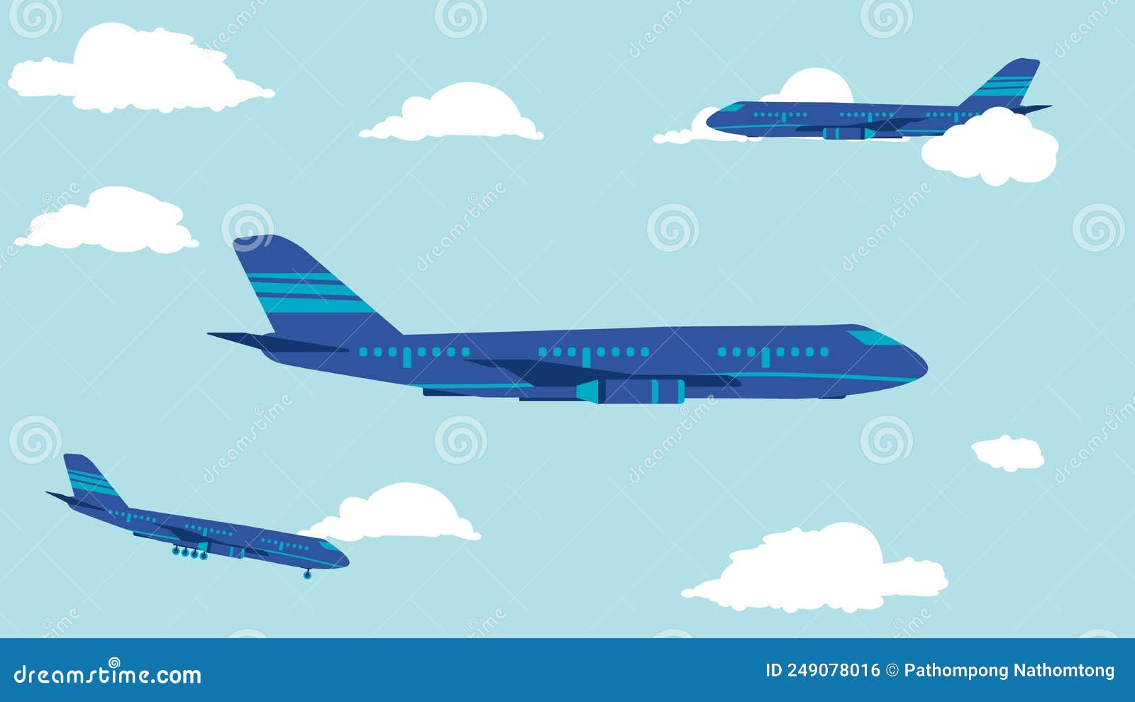 Cartoon Side View of Airplane in the Sky Stock Vector - Illustration of ...