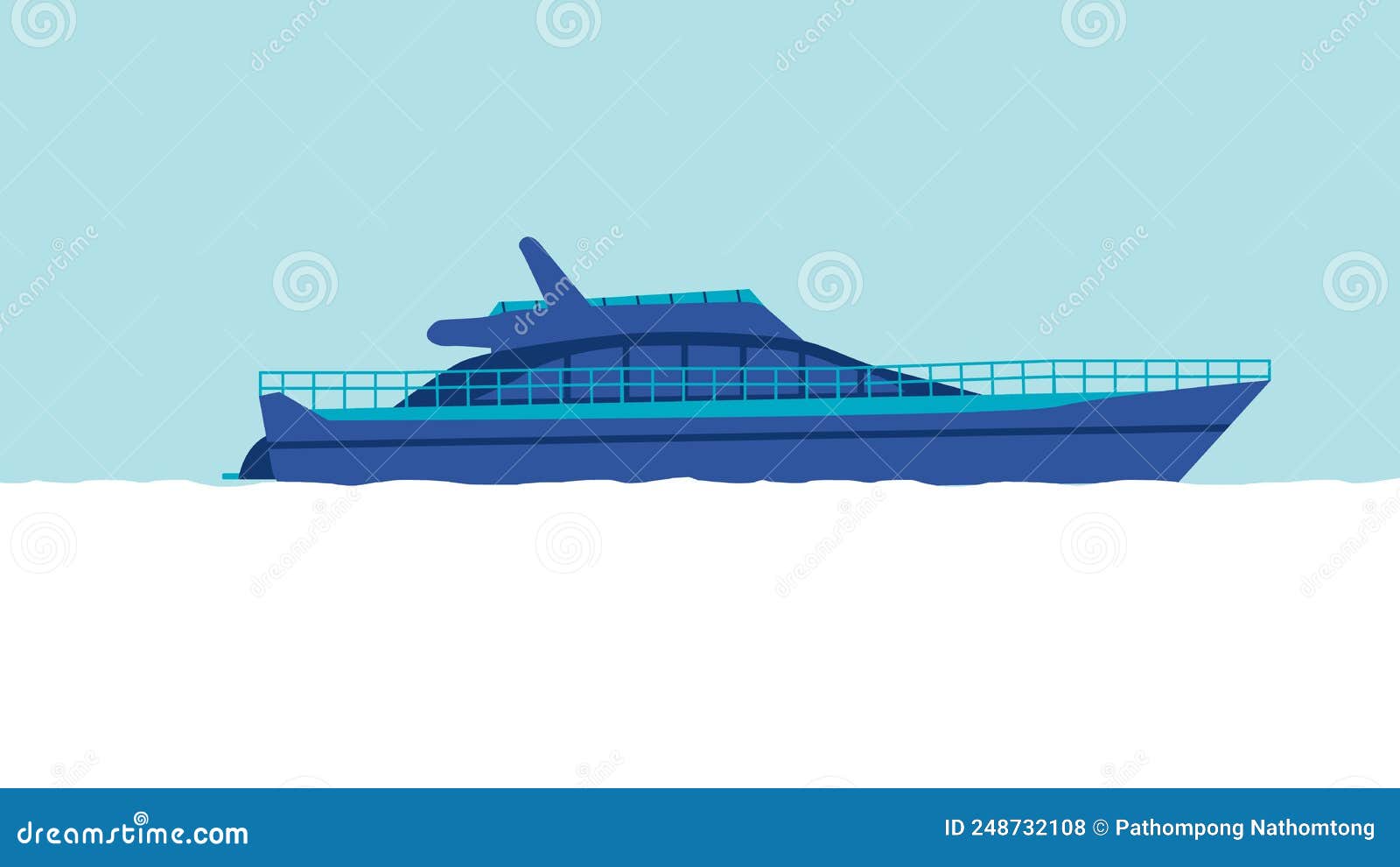 Cartoon Side View of Yacht Ship Stock Vector - Illustration of sailing ...