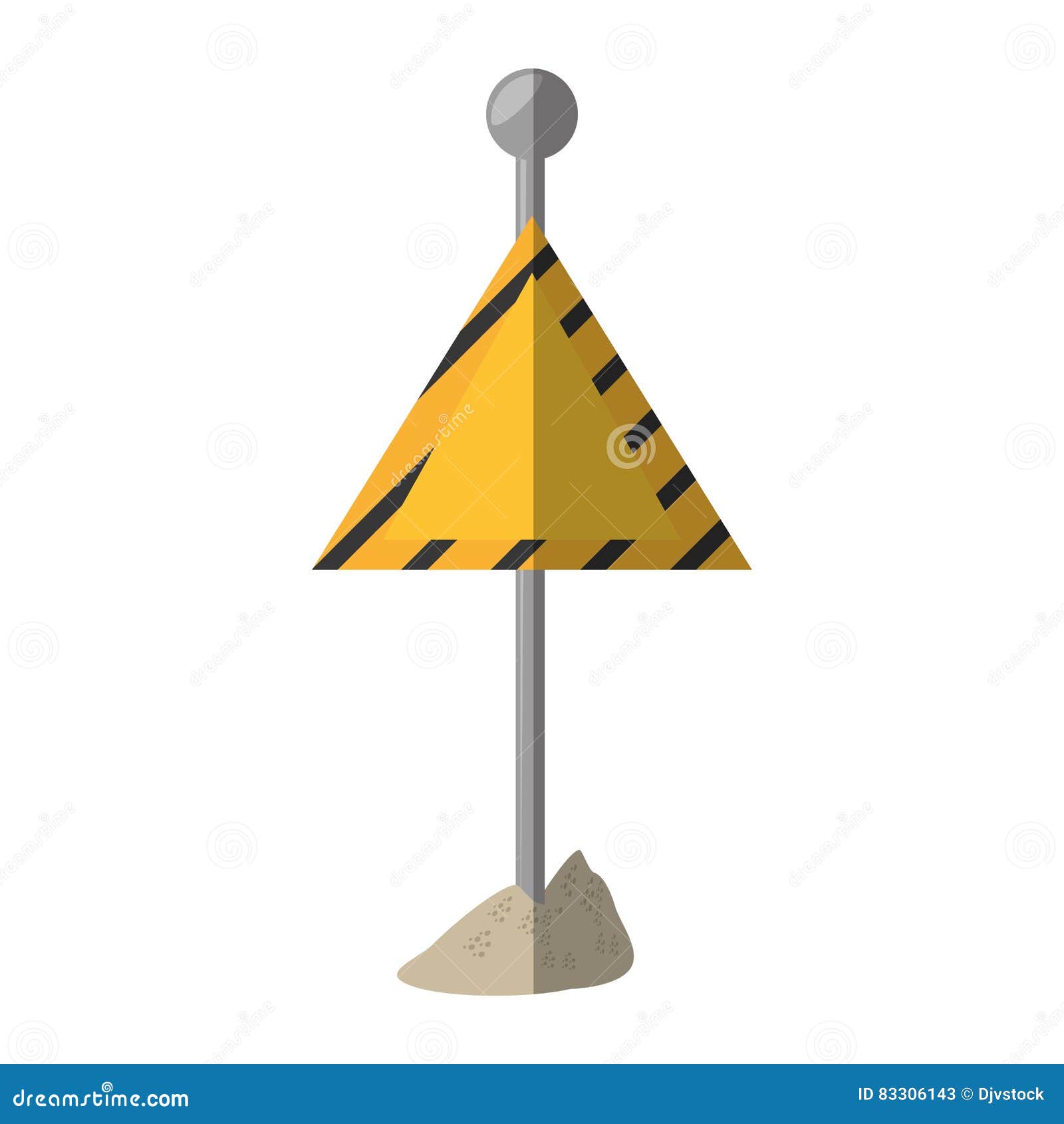 Cartoon Sign Road Caution Triangle Stock Illustration - Illustration of ...