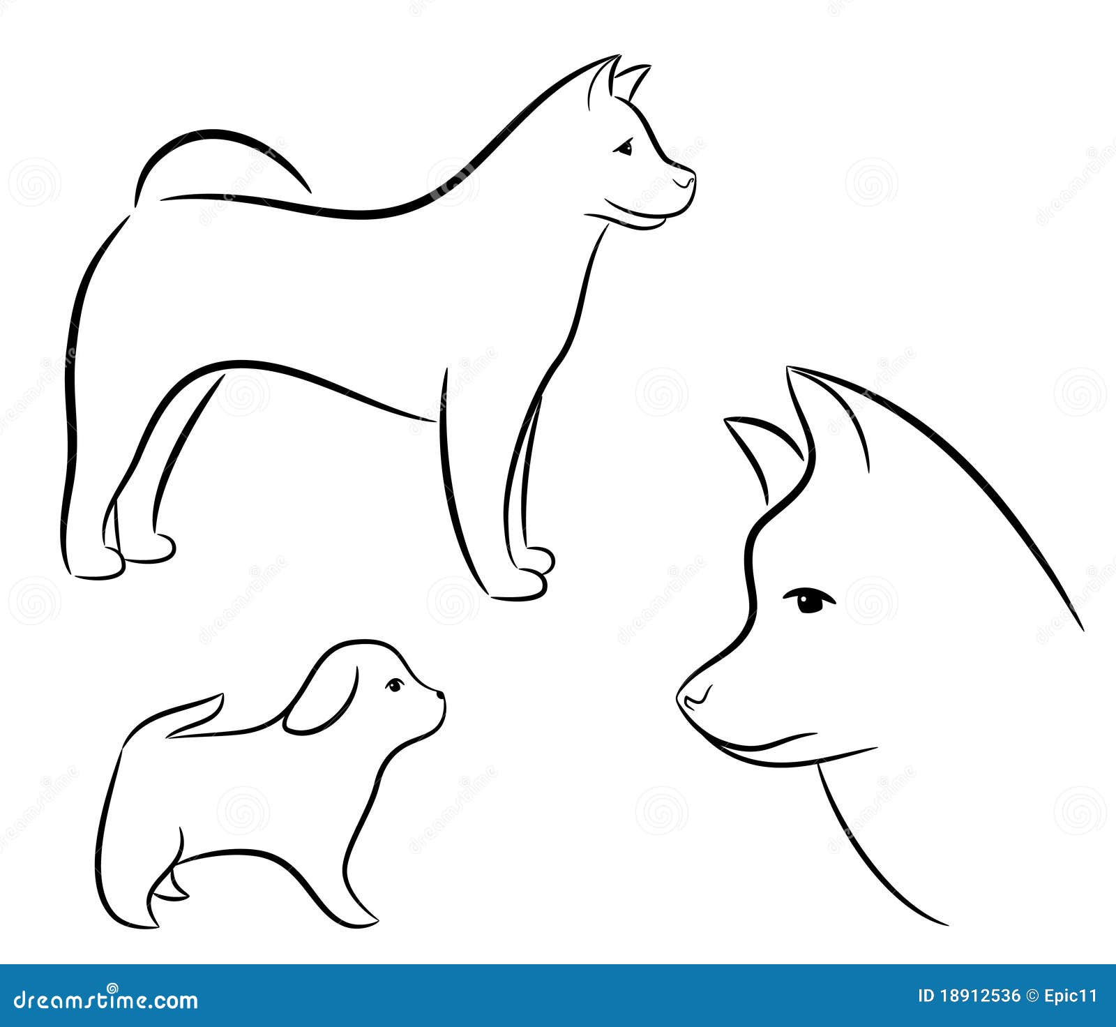 Cartoon Silhouette of a Dog Stock Vector - Illustration of style, hound ...