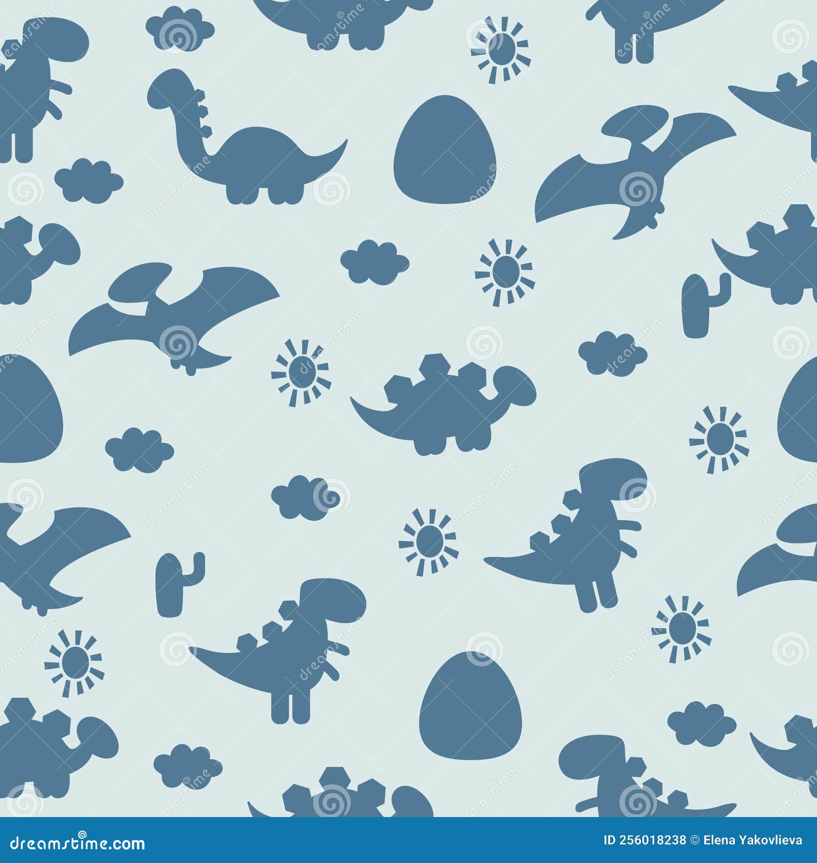 Cartoon Silhouette Seamless Dinosaur Pattern. Vector Illustration Stock ...