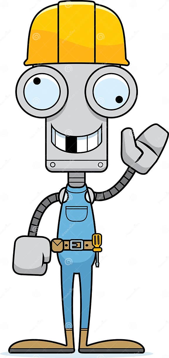 Cartoon Silly Construction Worker Robot Stock Vector - Illustration of ...