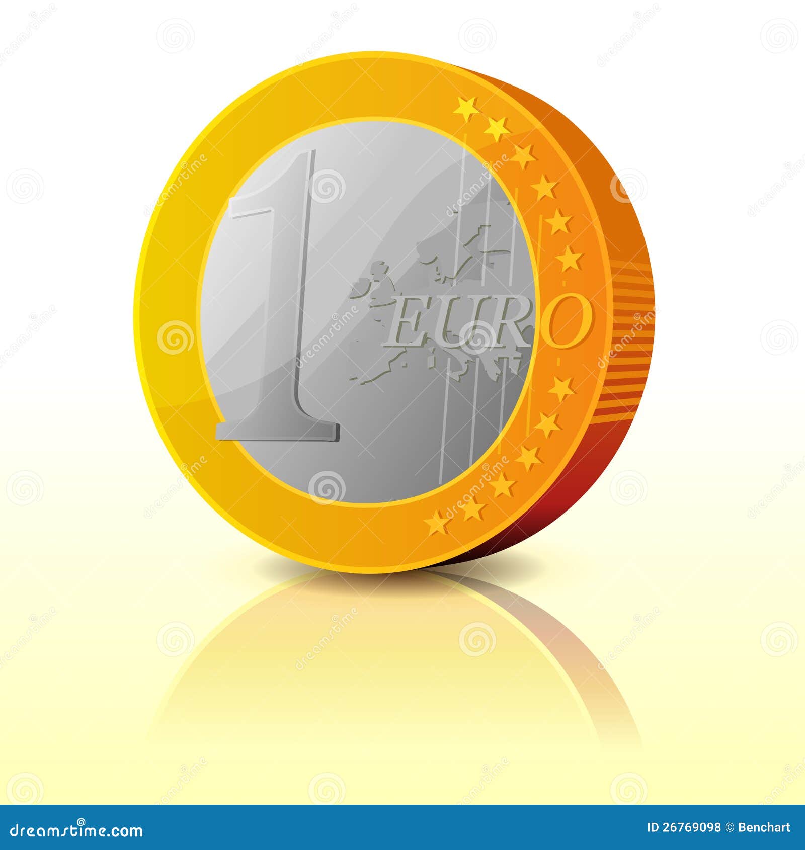 Cartoon Simple Euro Coin stock vector. Illustration of profit - 26769098