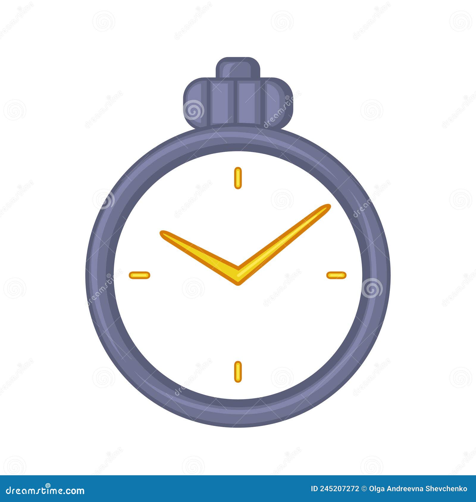Cartoon Simple Mechanical Stopwatch Icon on White Background Stock ...