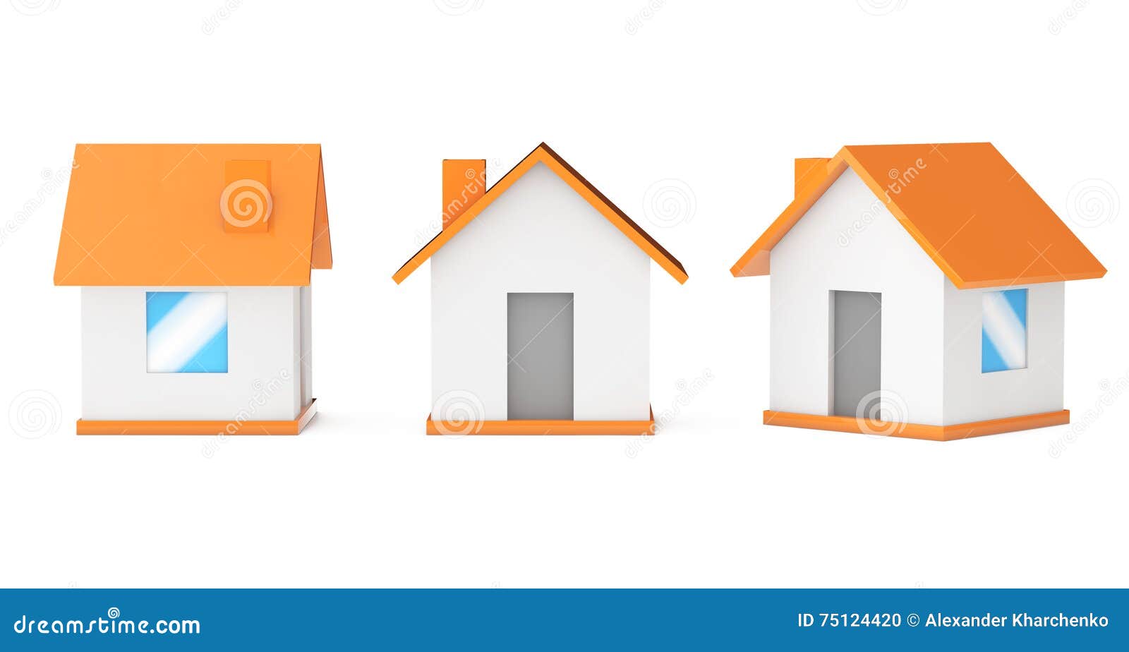 Cartoon Simple Small Houses 3d Rendering Stock Illustrations – 15 ...
