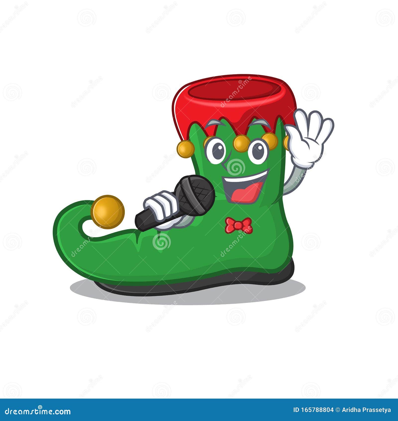 Cartoon Singing Elf Shoes while Holding a Microphone Stock Vector ...