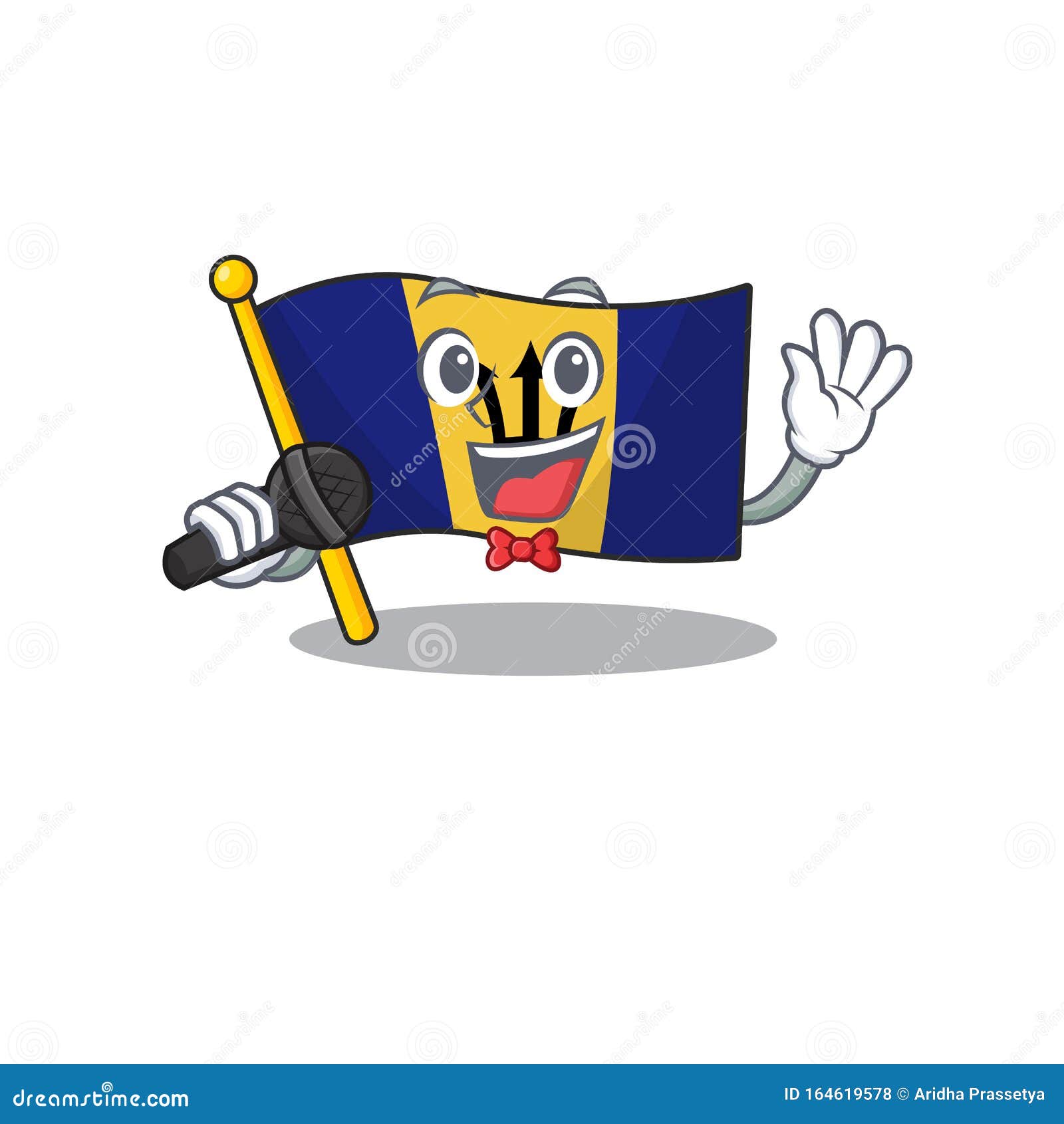 Cartoon Singing Flag Barbados while Holding the Mic Stock Vector ...