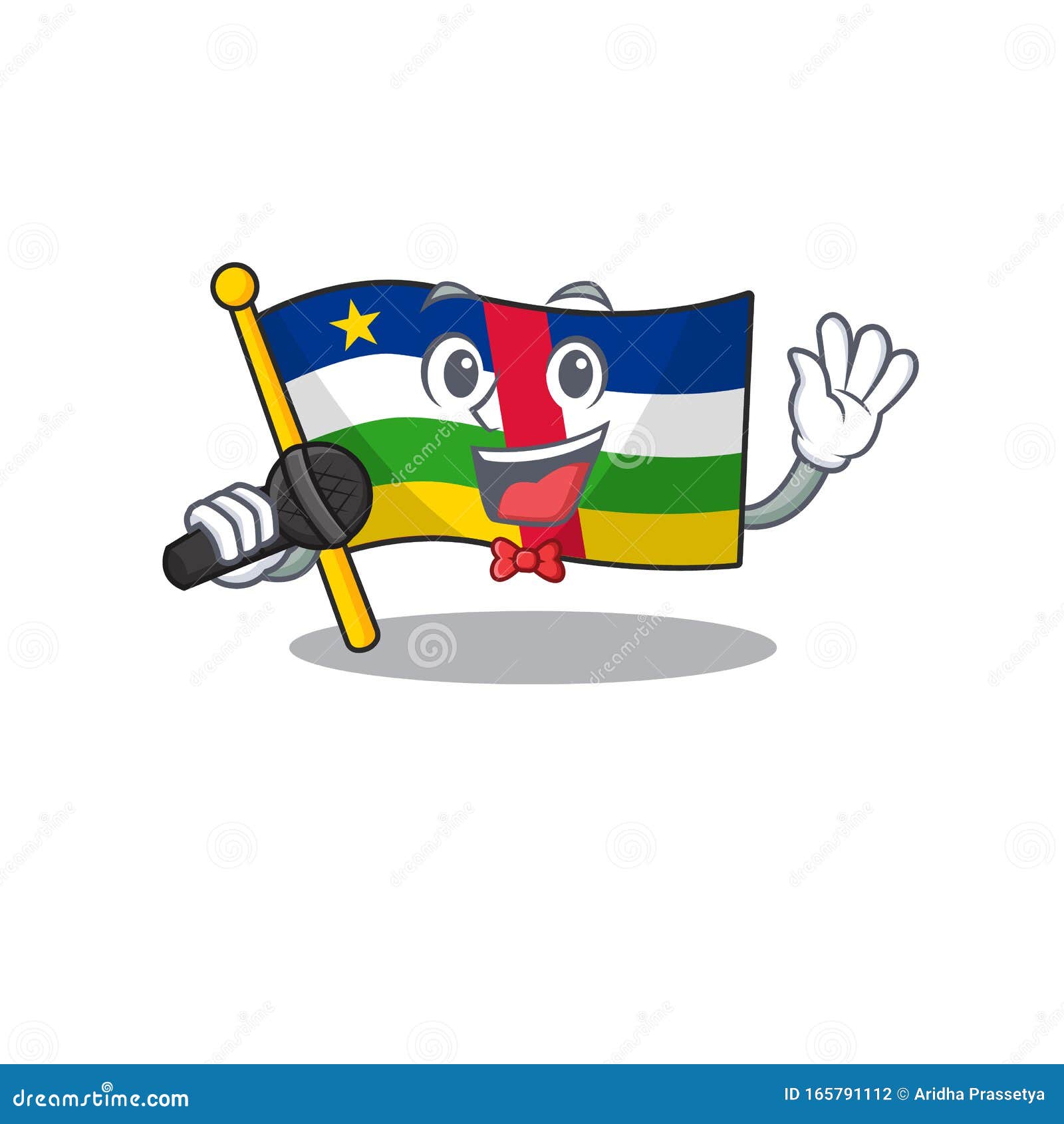 Cartoon Singing Flag Central African while Holding a Microphone Stock ...