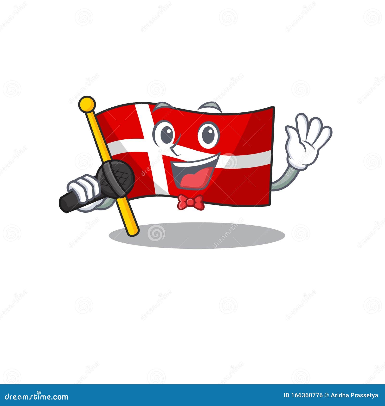 Cartoon Singing Flag Denmark while Holding a Microphone Stock Vector ...
