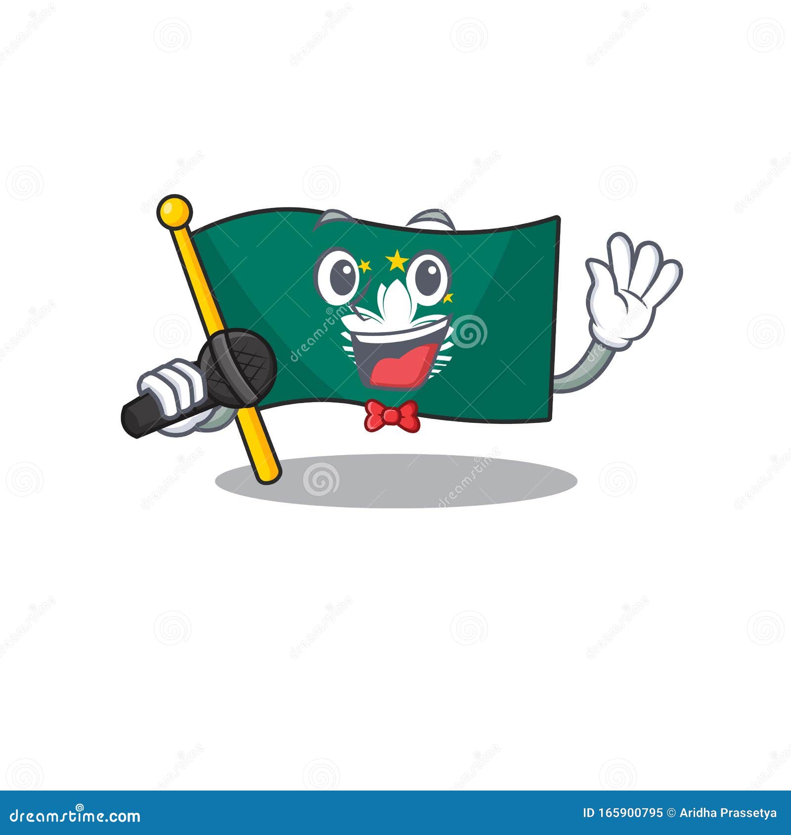 Cartoon Singing Flag Macau while Holding a Microphone Stock Vector ...