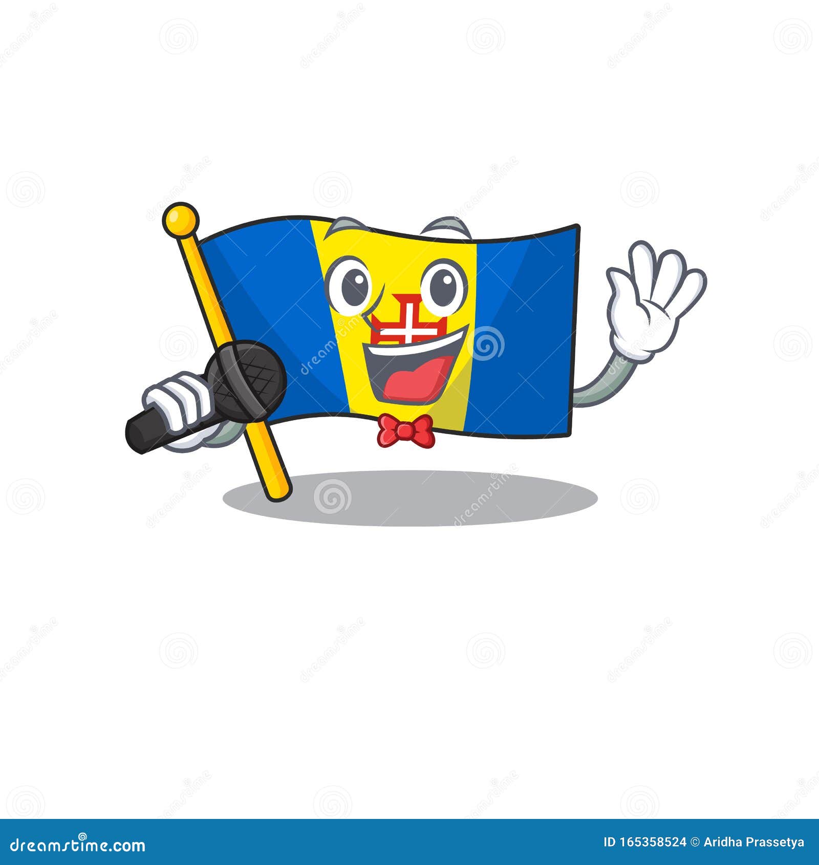 Cartoon Singing Flag Madeira while Holding a Microphone Stock Vector ...