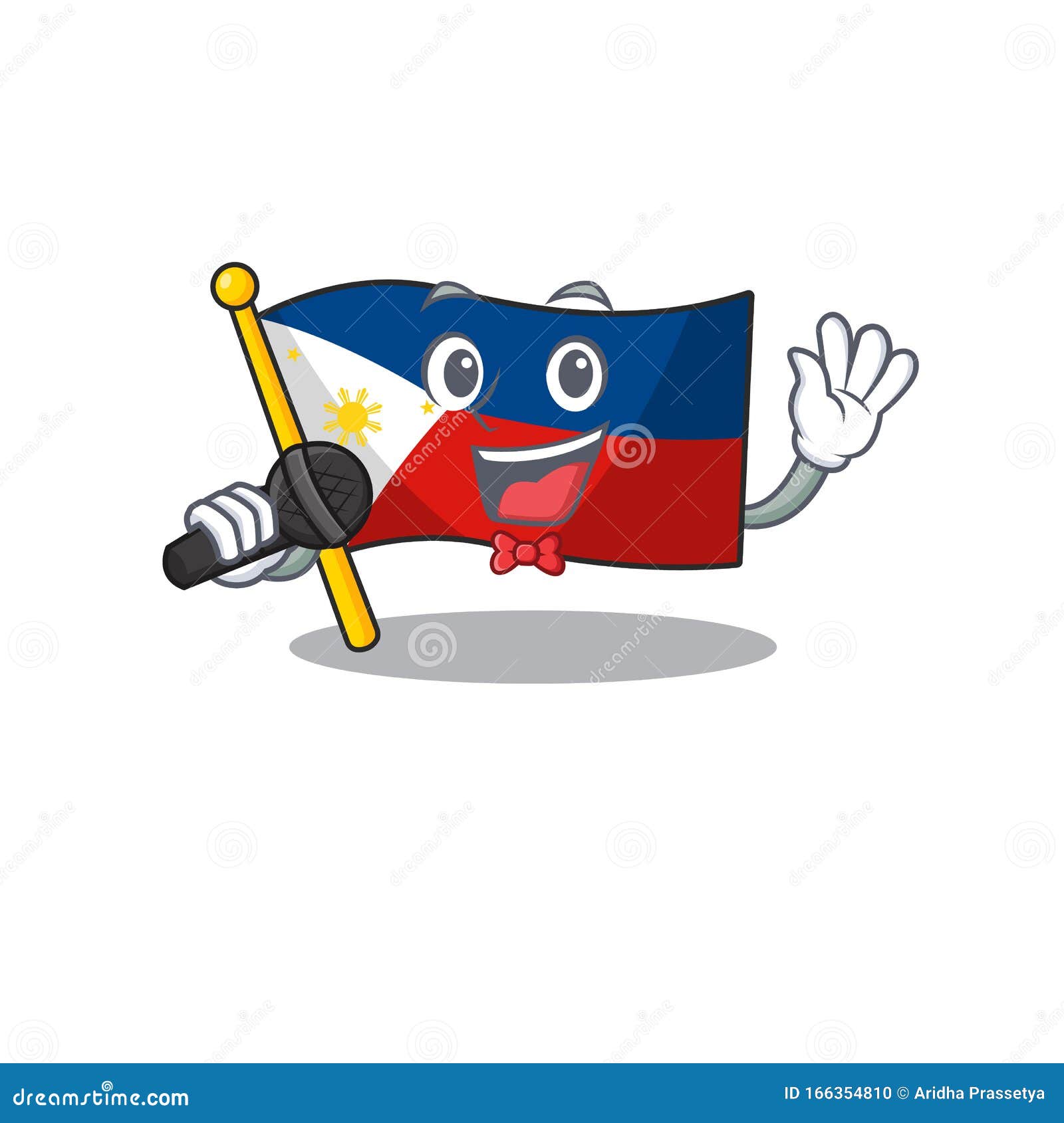Cartoon Singing Flag Philippines while Holding a Microphone Stock ...