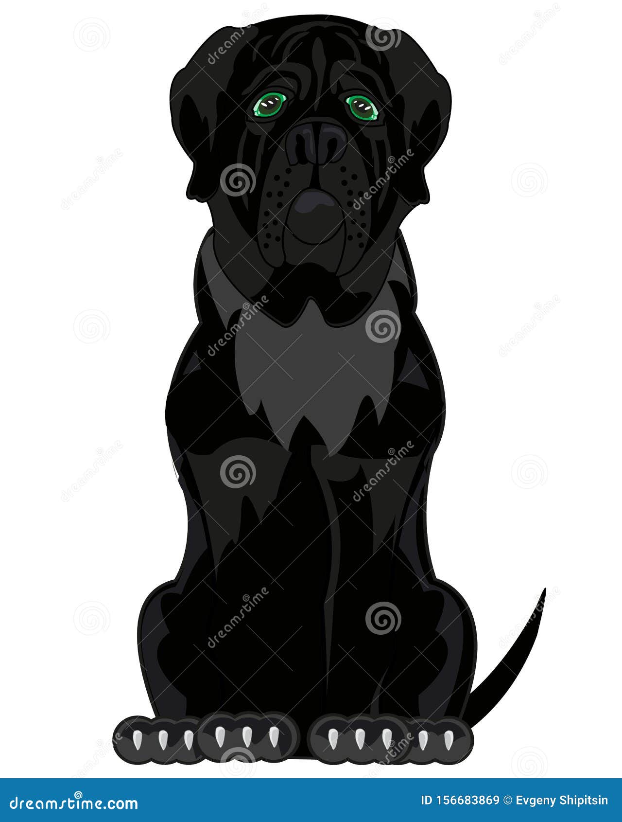 Mastiff Dog Sitting With His Tongue Out. Element Of Design. Cartoon ...