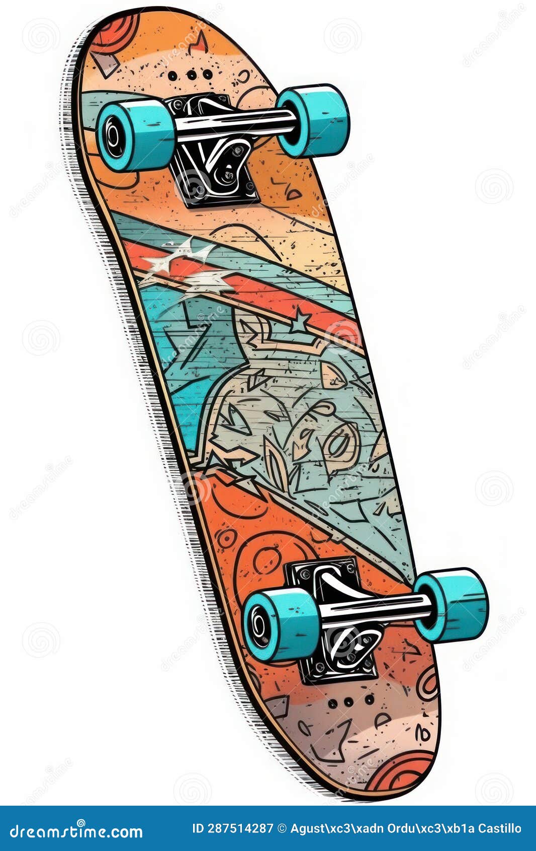 Cartoon of a Skateboard Deck. Stock Illustration - Illustration of ...