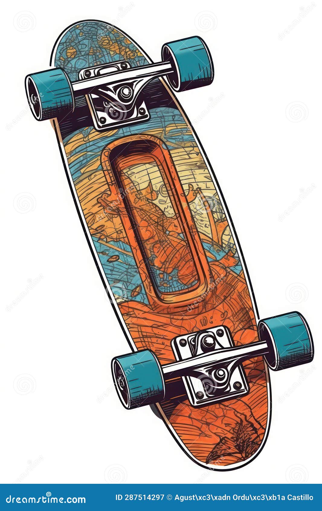 Cartoon of a Skateboard Deck. Stock Illustration - Illustration of ...