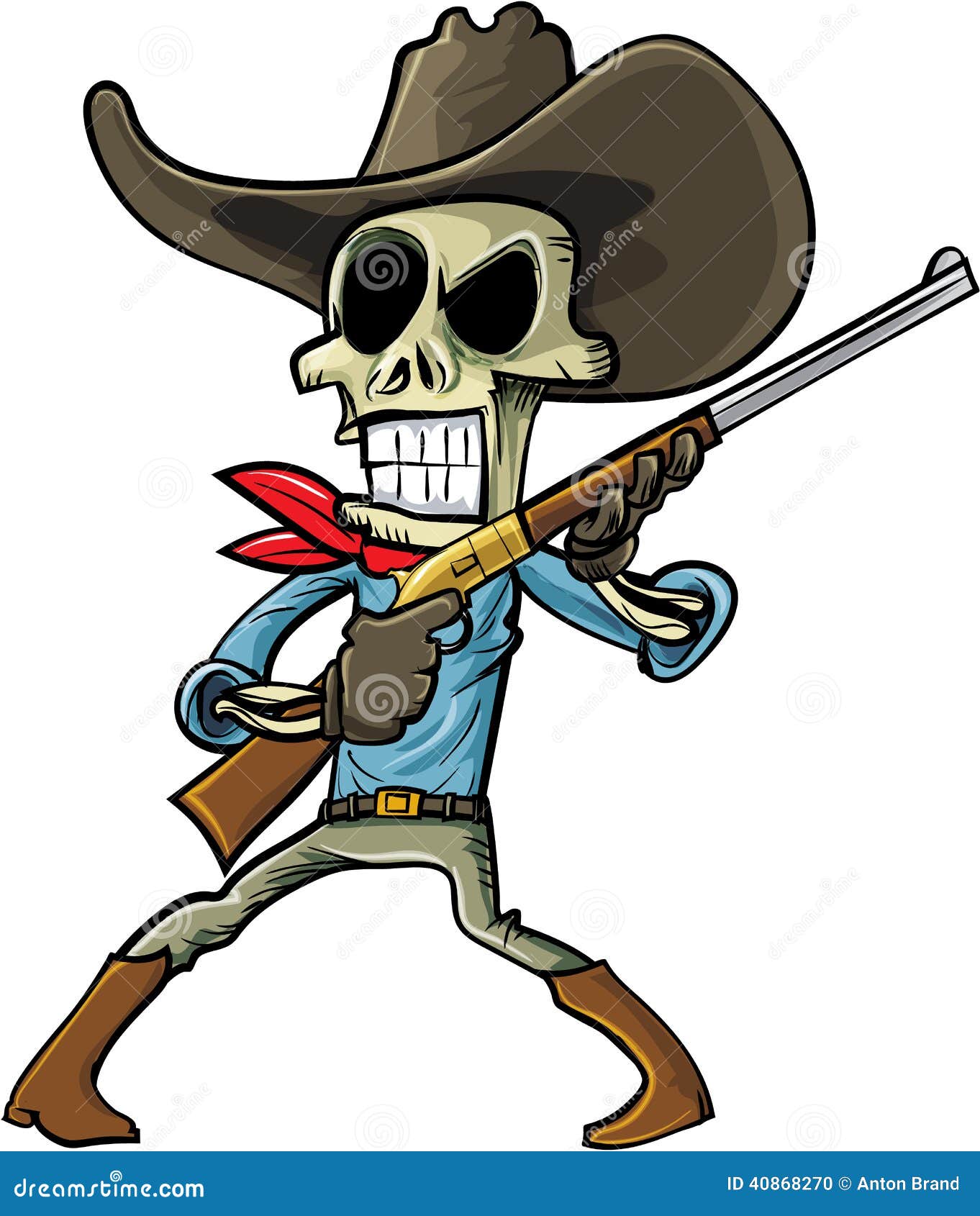 Cartoon Skeleton Cowboy with a Gun Stock Vector - Illustration of ...