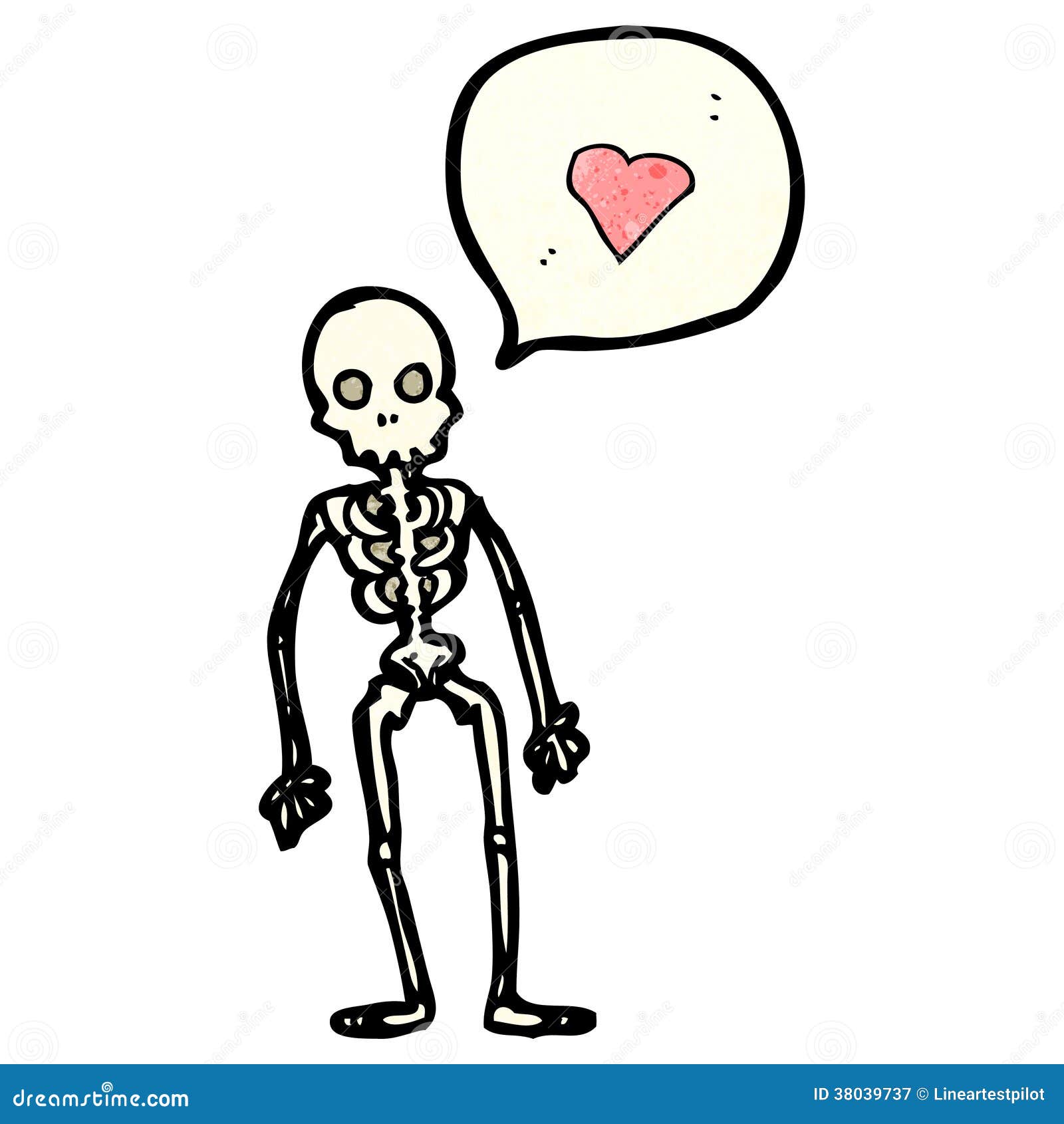 Cartoon Skeleton with Love Heart Stock Vector - Illustration of balloon ...