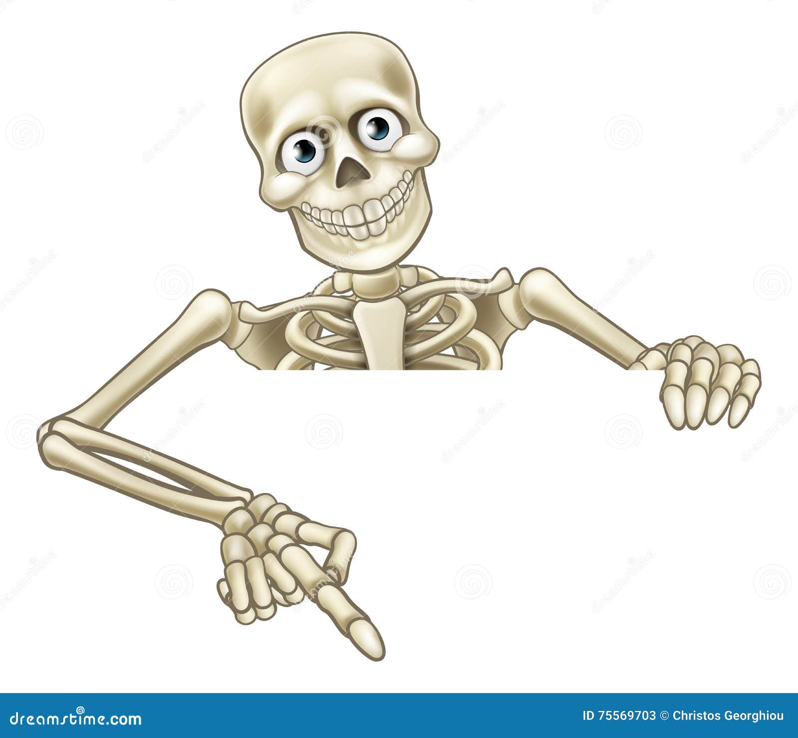 Cartoon Skeleton Pointing at Sign Stock Vector - Illustration of human ...