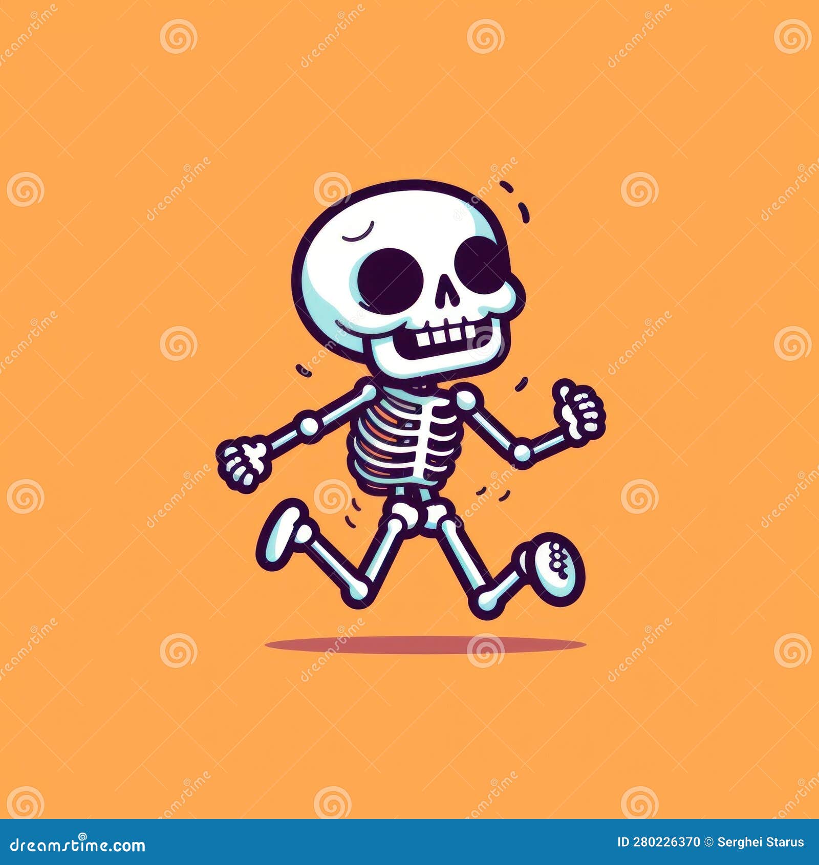 A Cartoon Skeleton Running with His Arms Out. Generative AI Image ...