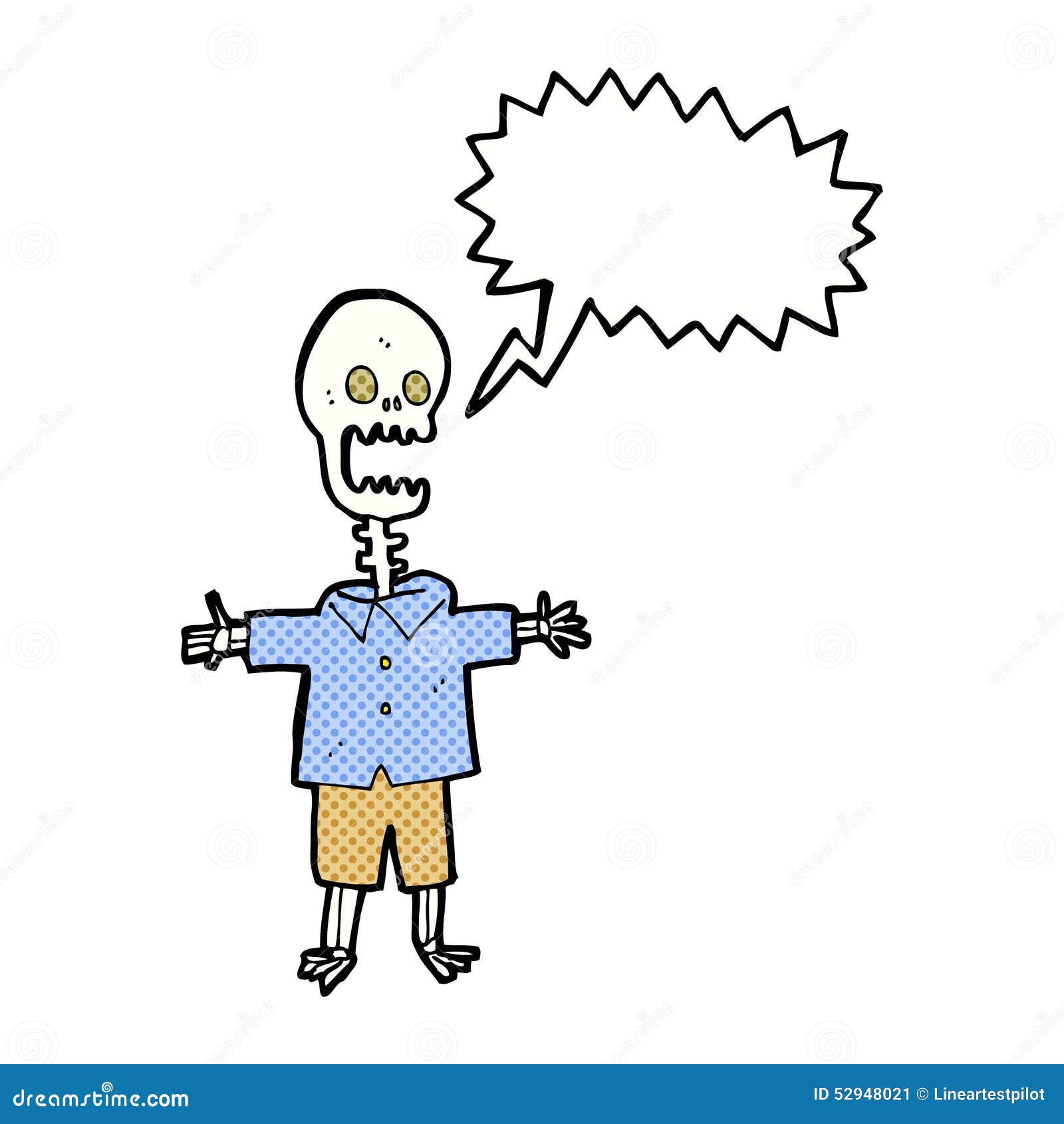 Cartoon Skeleton with Speech Bubble Stock Illustration - Illustration ...