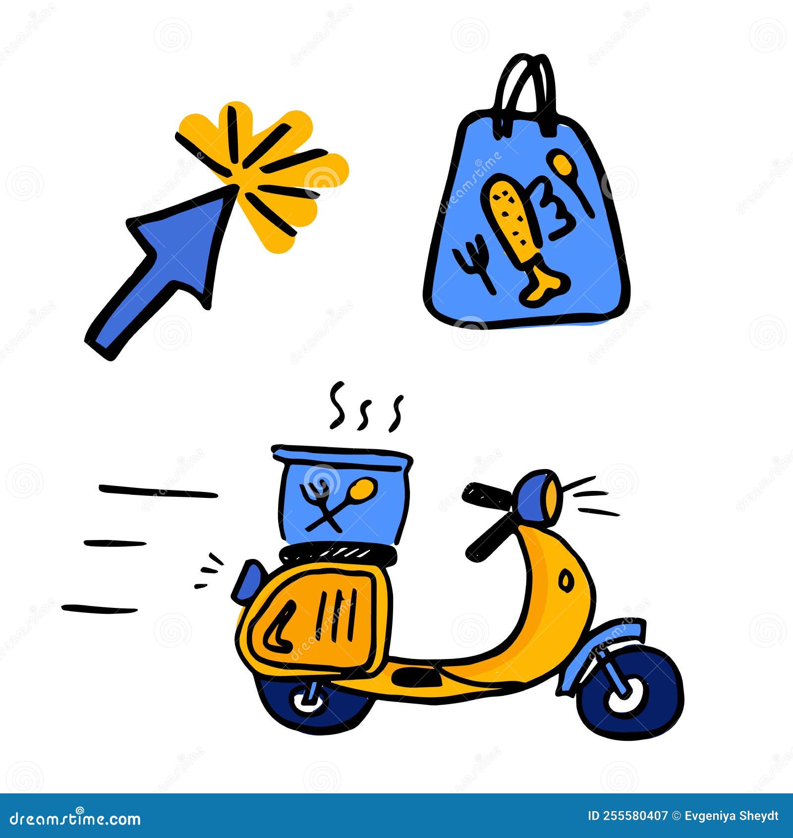 Cartoon Sketch Delivery Fastfood Online Order and Takeaway, Fast Food ... Cartoon Sketch Delivery Fastfood Online Order and Takeaway, Fast Food ...