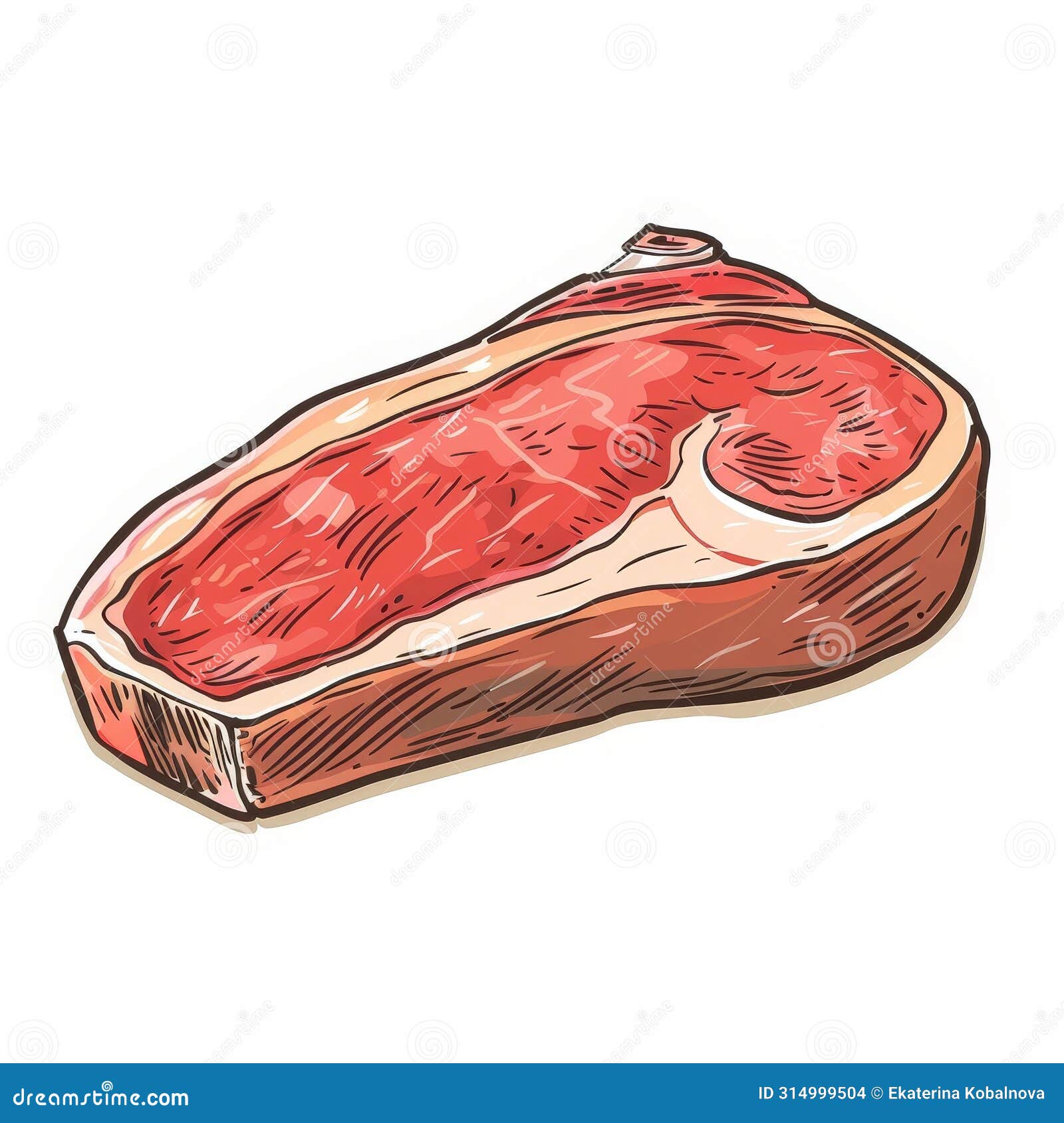 Cartoon Sketch Of A Fresh Beef Meat Icon On A Plain White Background In ...