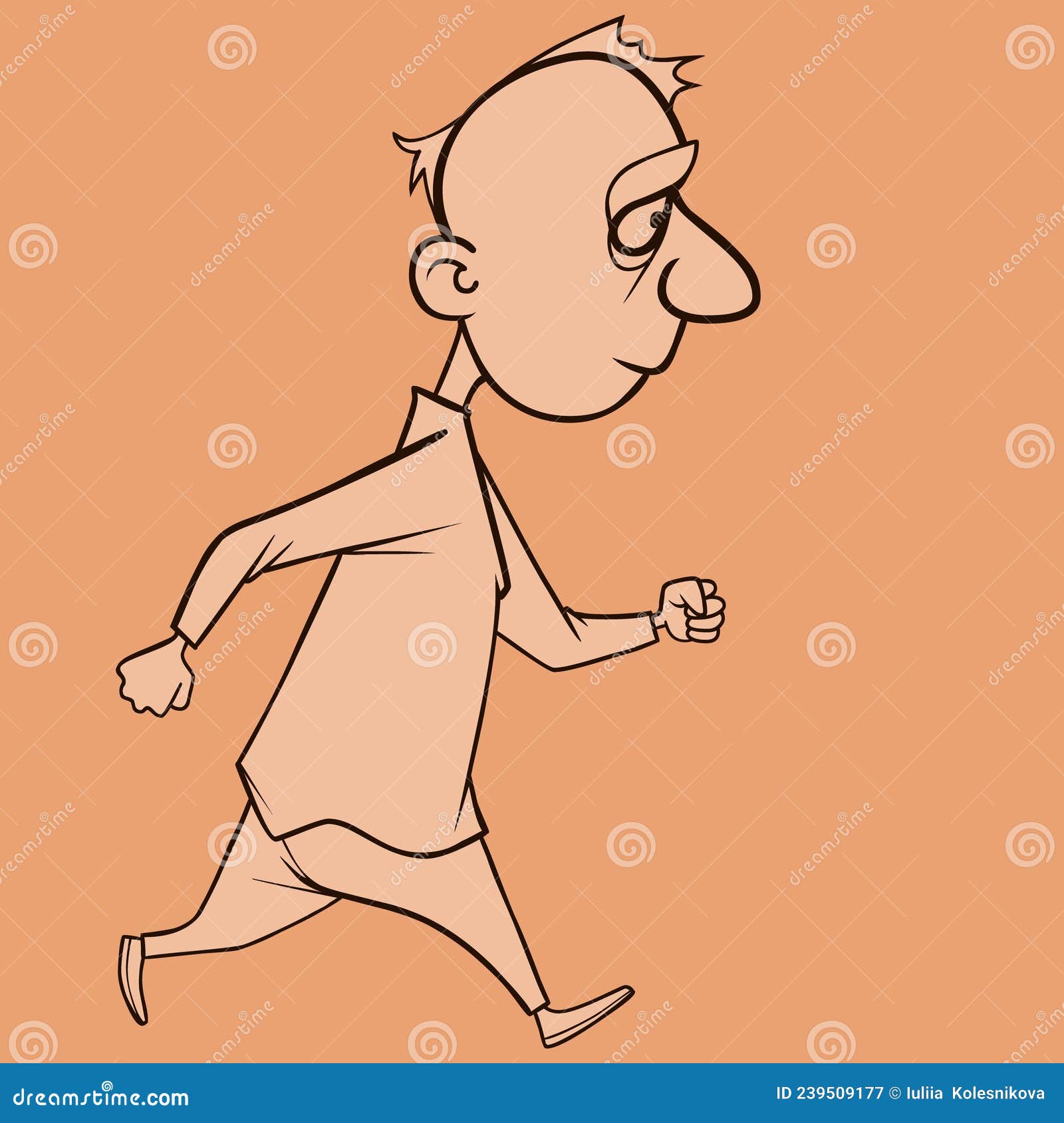 Cartoon Sketch of a Sad Confident Fast Walking Man Stock Vector ...