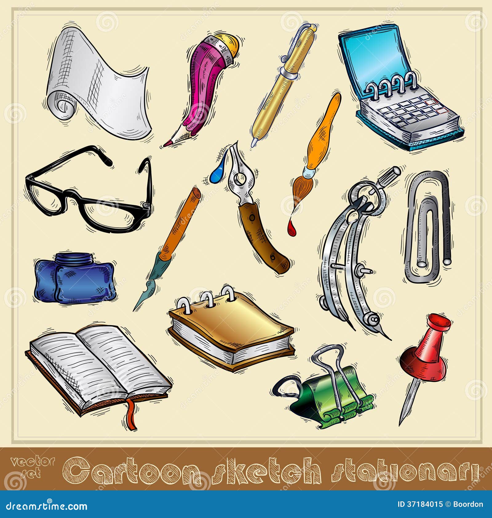 Cartoon sketch stationary stock vector. Illustration of note - 37184015