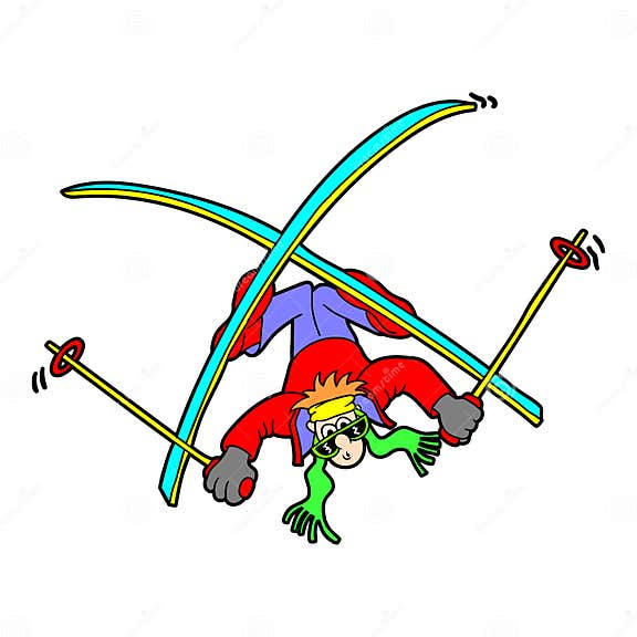 Cartoon Ski Falling stock vector. Illustration of mascot - 256620439