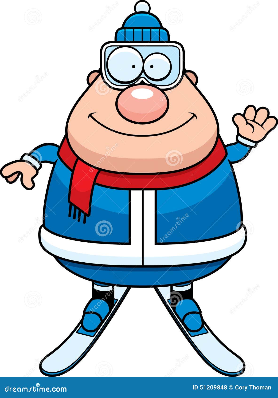 Cartoon Skier Waving stock vector. Illustration of clip - 51209848