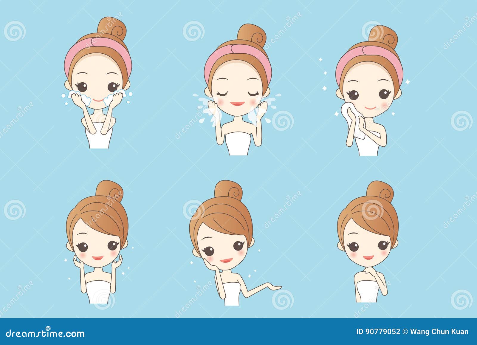 Cartoon skin care woman stock vector. Illustration of expression - 90779052