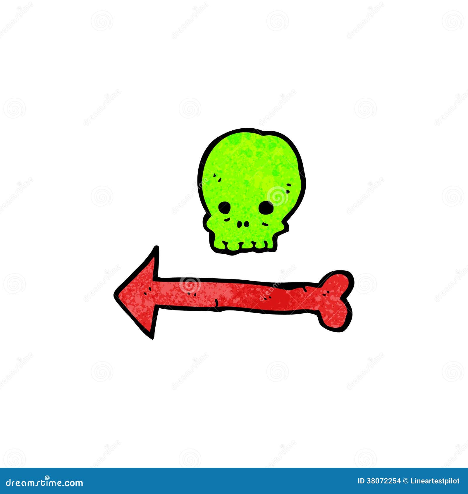 Cartoon skull with arrow stock vector. Illustration of funny - 38072254