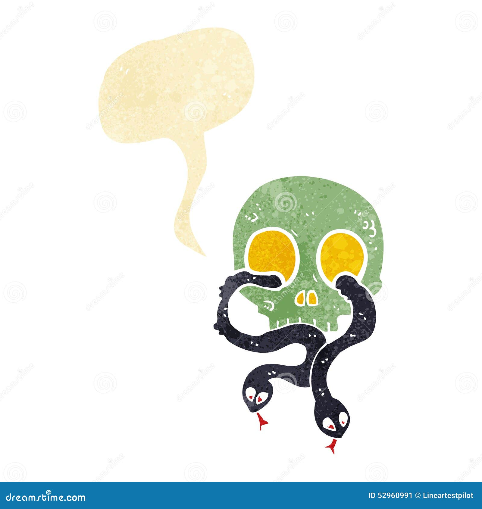Cartoon Skull With Snakes With Speech Bubble Stock Photo ...