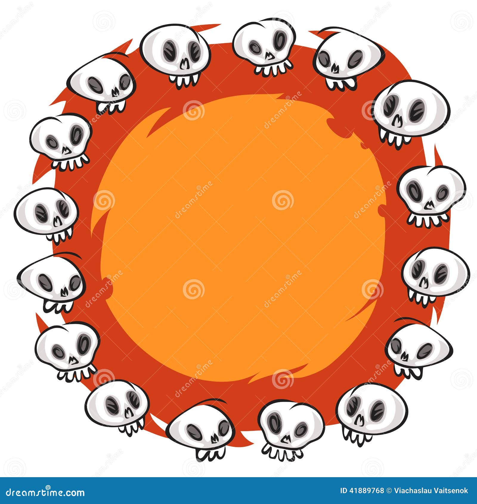 Cartoon Skulls Round Frame on White Background Stock Vector ...
