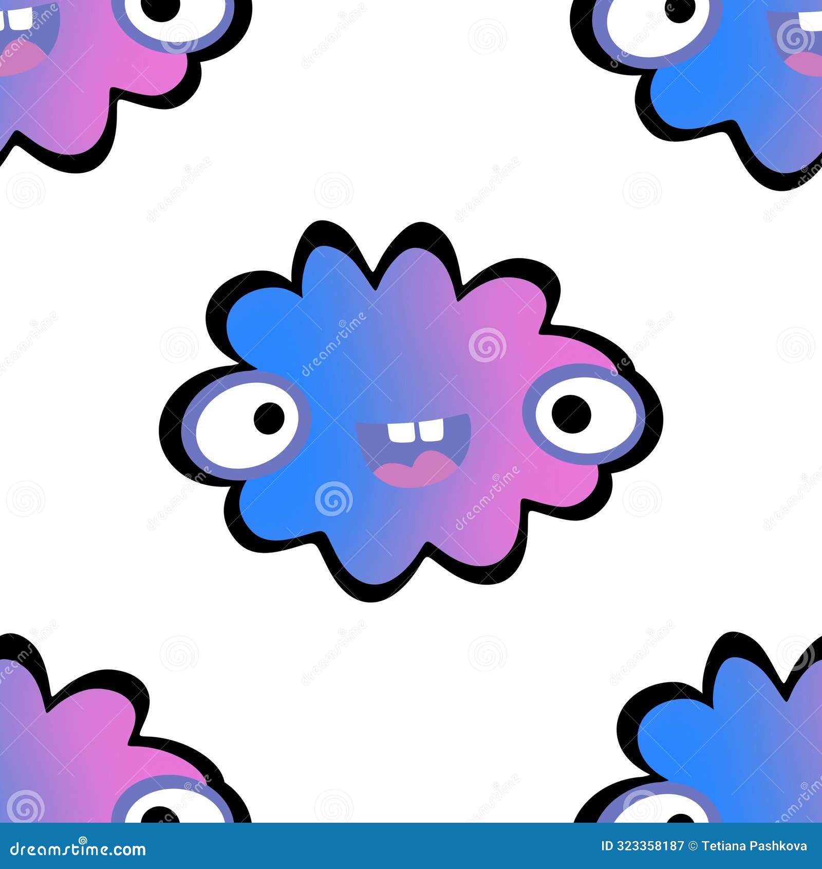 Cartoon Sky Seamless Gradient Clouds Pattern for Wrapping Paper and ...