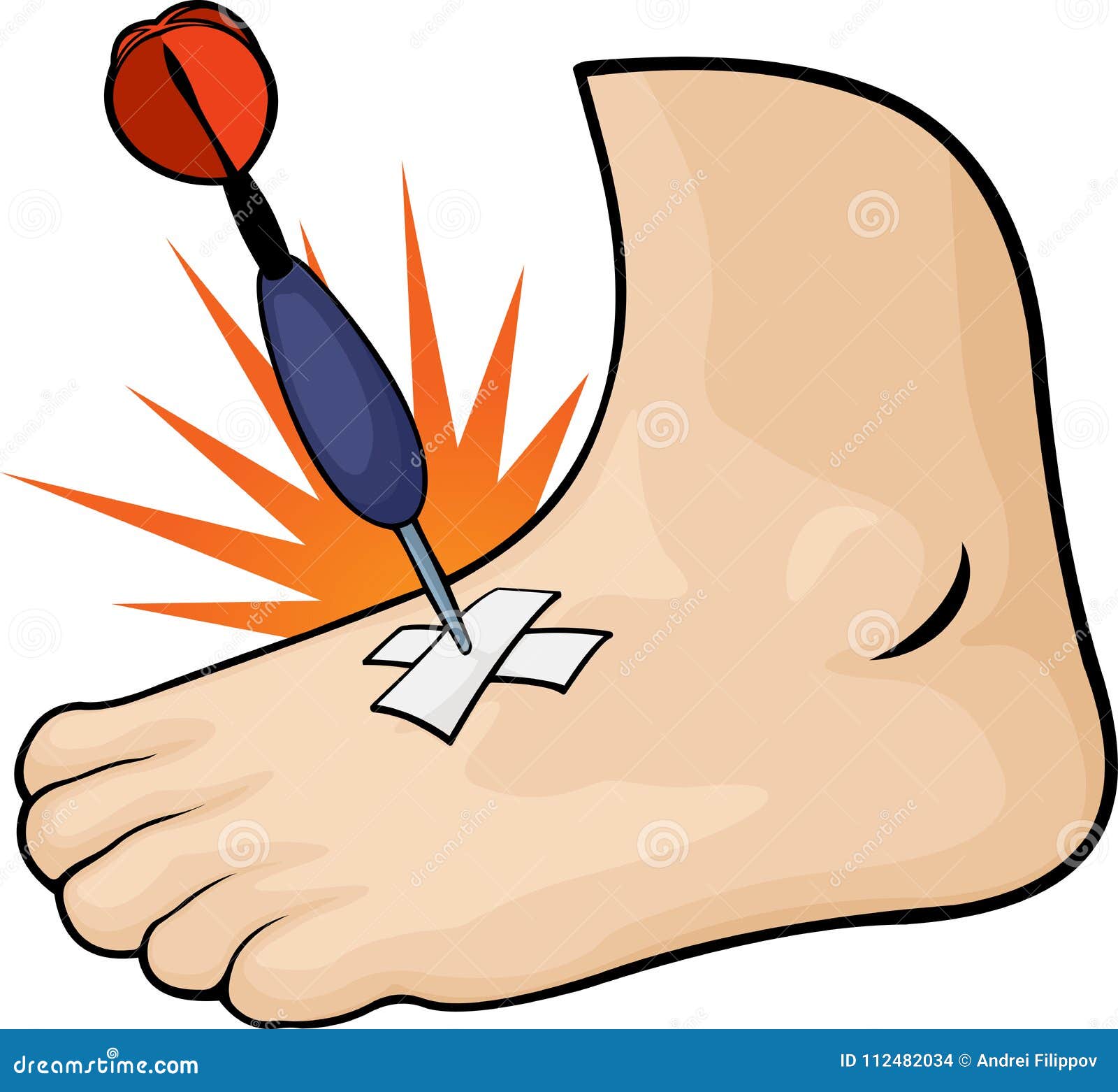 Cartoon slained foot stock vector. Illustration of arrow - 112482034