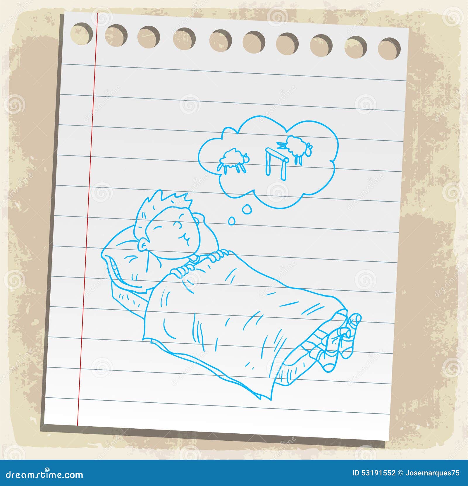 Cartoon Sleep on Paper Note, Vector Illustration Stock Vector ...