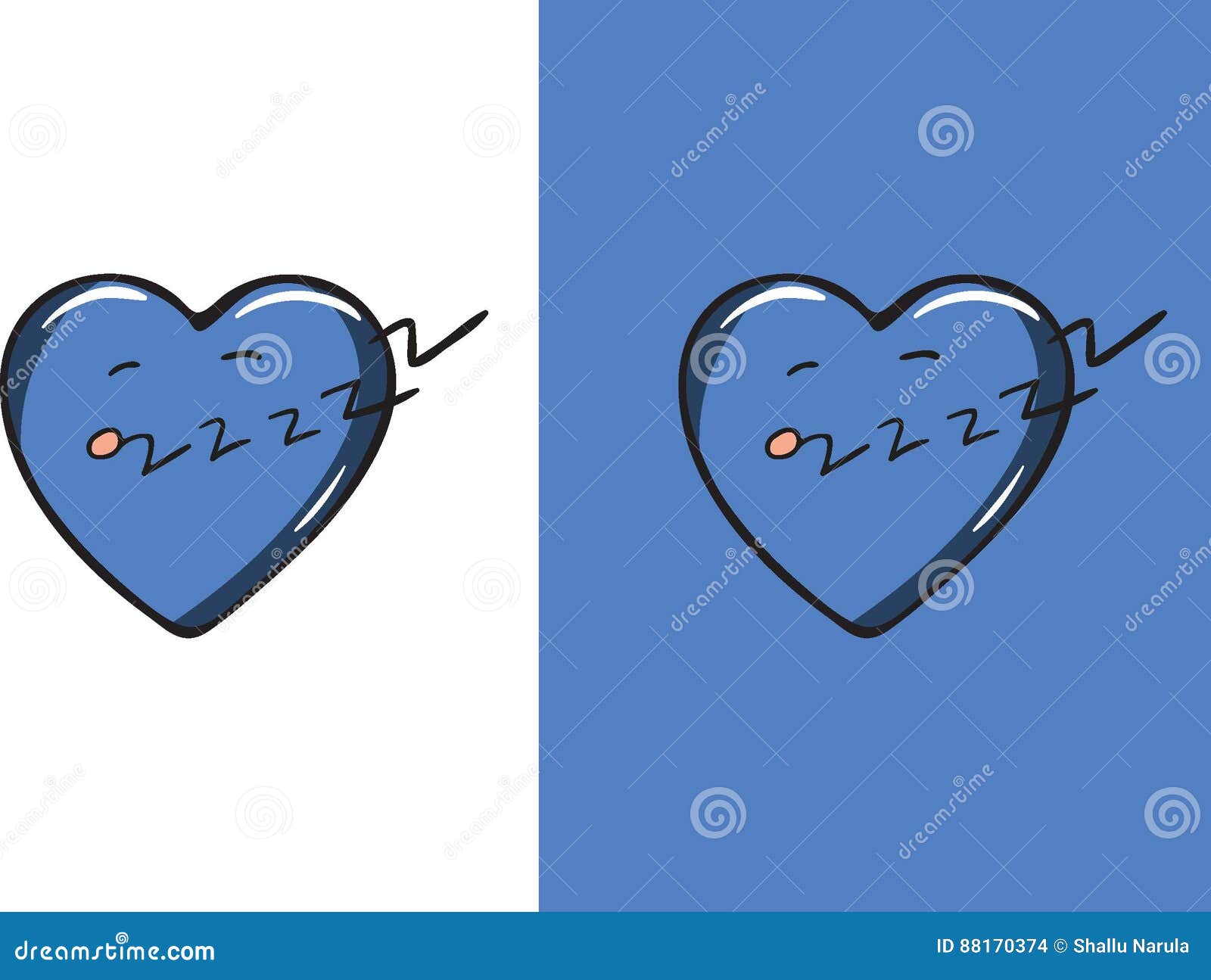 Cartoon Sleeping Emoji in Heart Shape. Stock Illustration ...