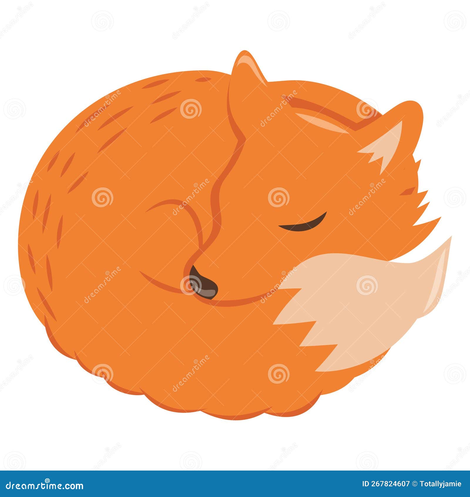 Cartoon Sleeping Fox stock vector. Illustration of cartoon - 267824607
