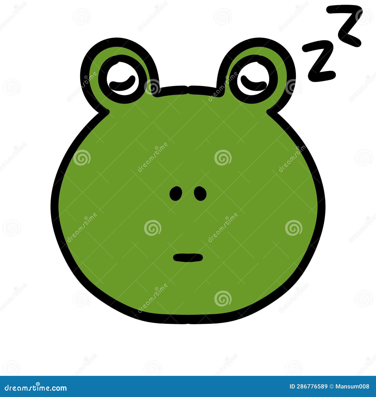 Cartoon Sleeping Frog Illustration on White Stock Illustration ...