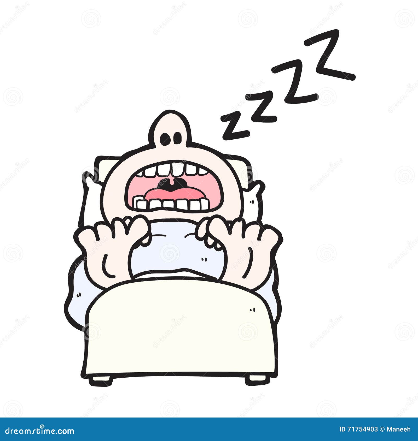 Cartoon sleeping man stock illustration. Illustration of asleep - 71754903