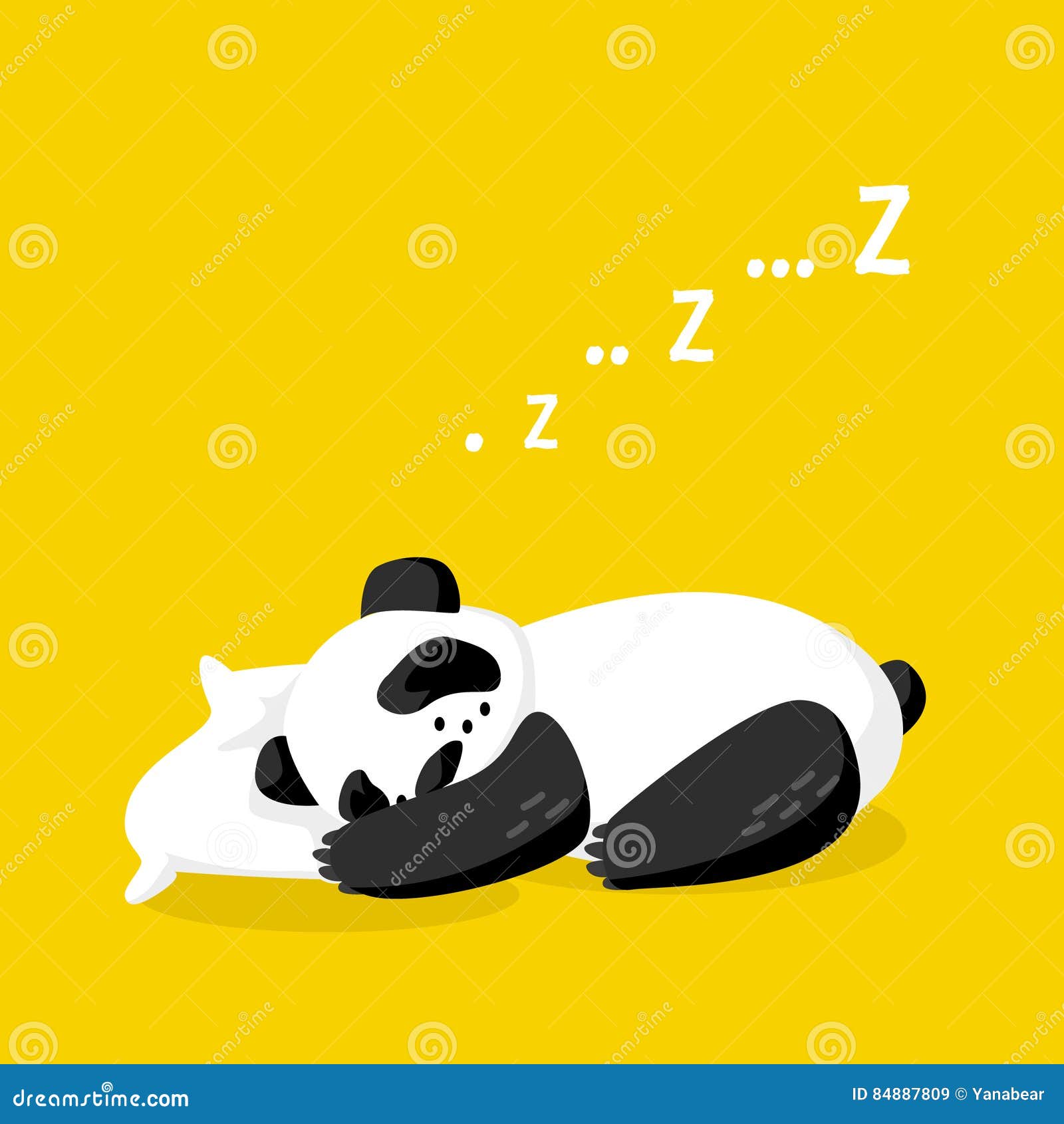 Cartoon Sleeping Panda on the Pillow. Good Night Stock Vector ...