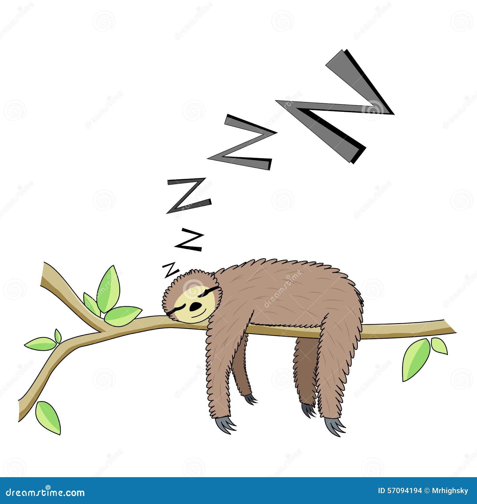 Cartoon sleeping sloth stock vector. Illustration of mammal - 57094194