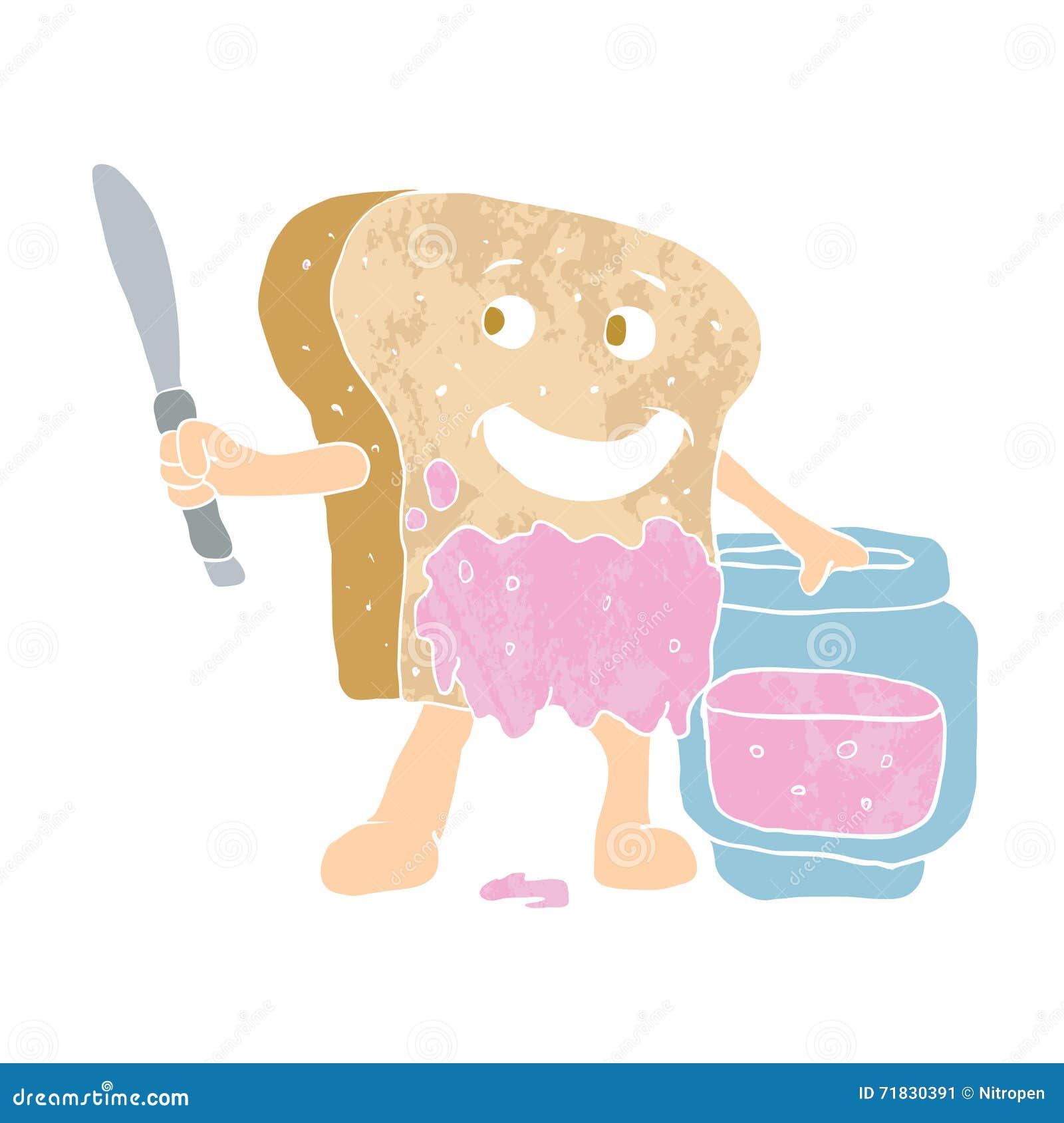 Cartoon Slice of Bread with Jam Stock Vector - Illustration of good ...