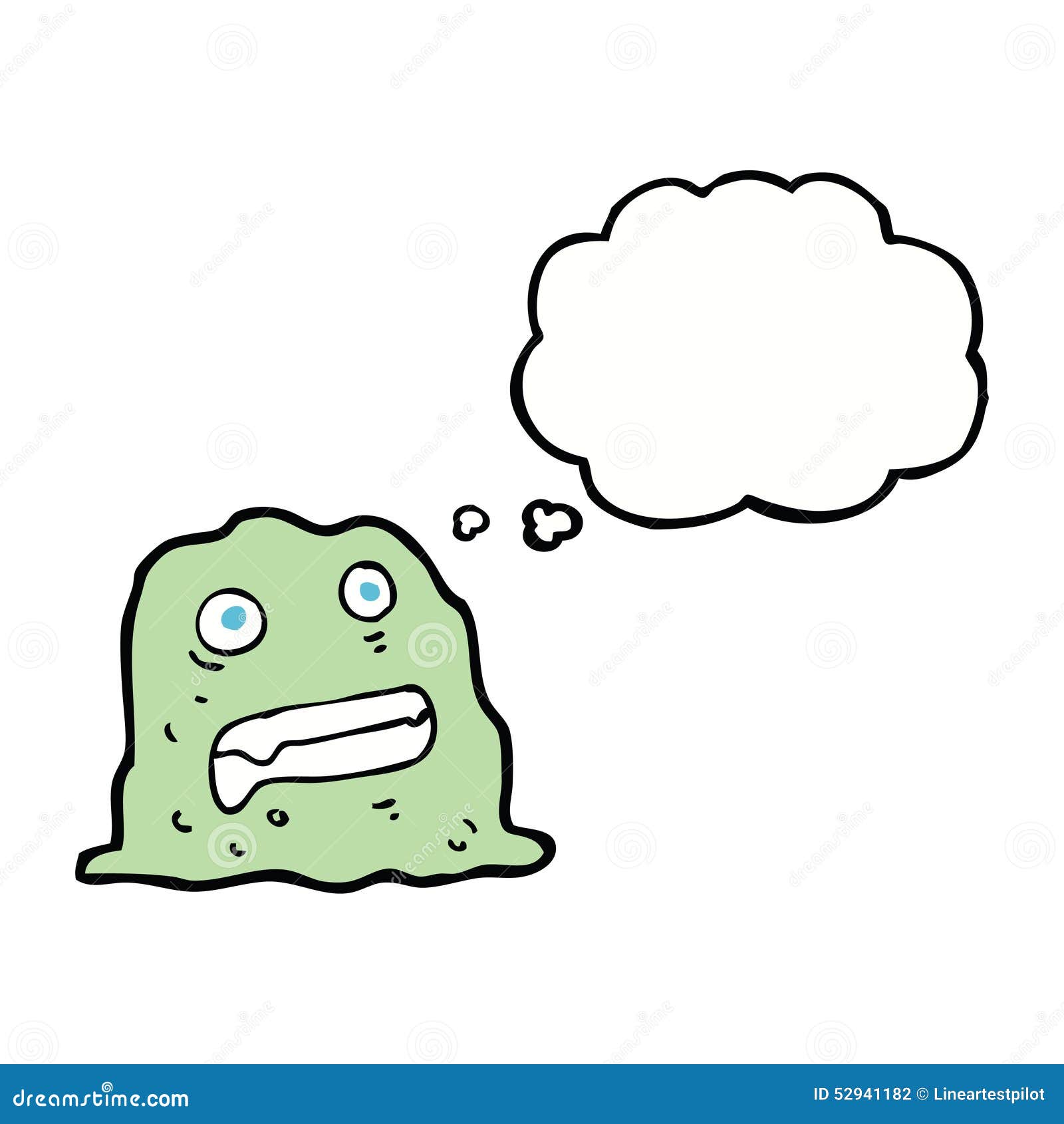 Cartoon Slime Creature with Thought Bubble Stock Illustration ...