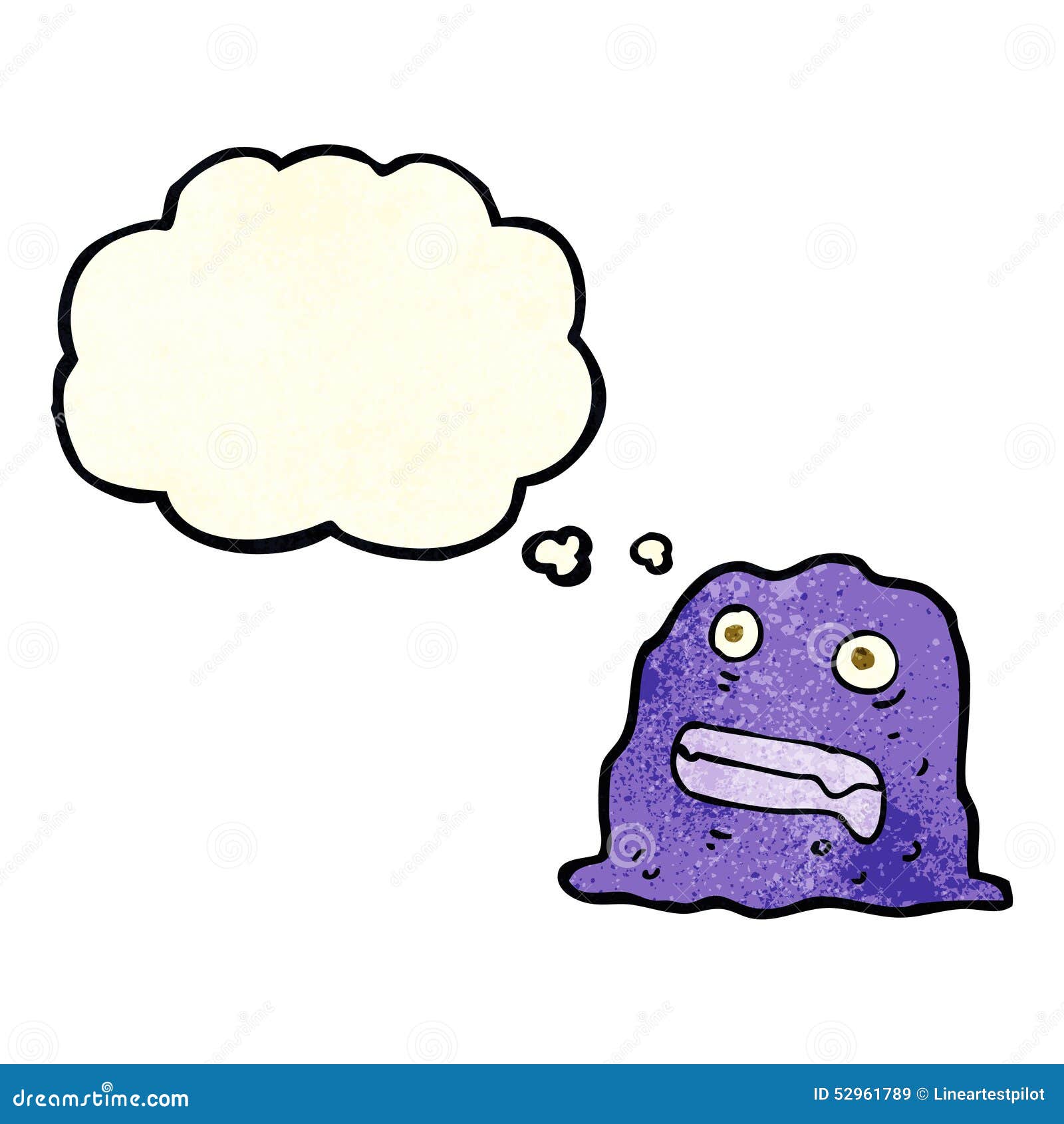 Cartoon Slime Creature with Thought Bubble Stock Illustration ...