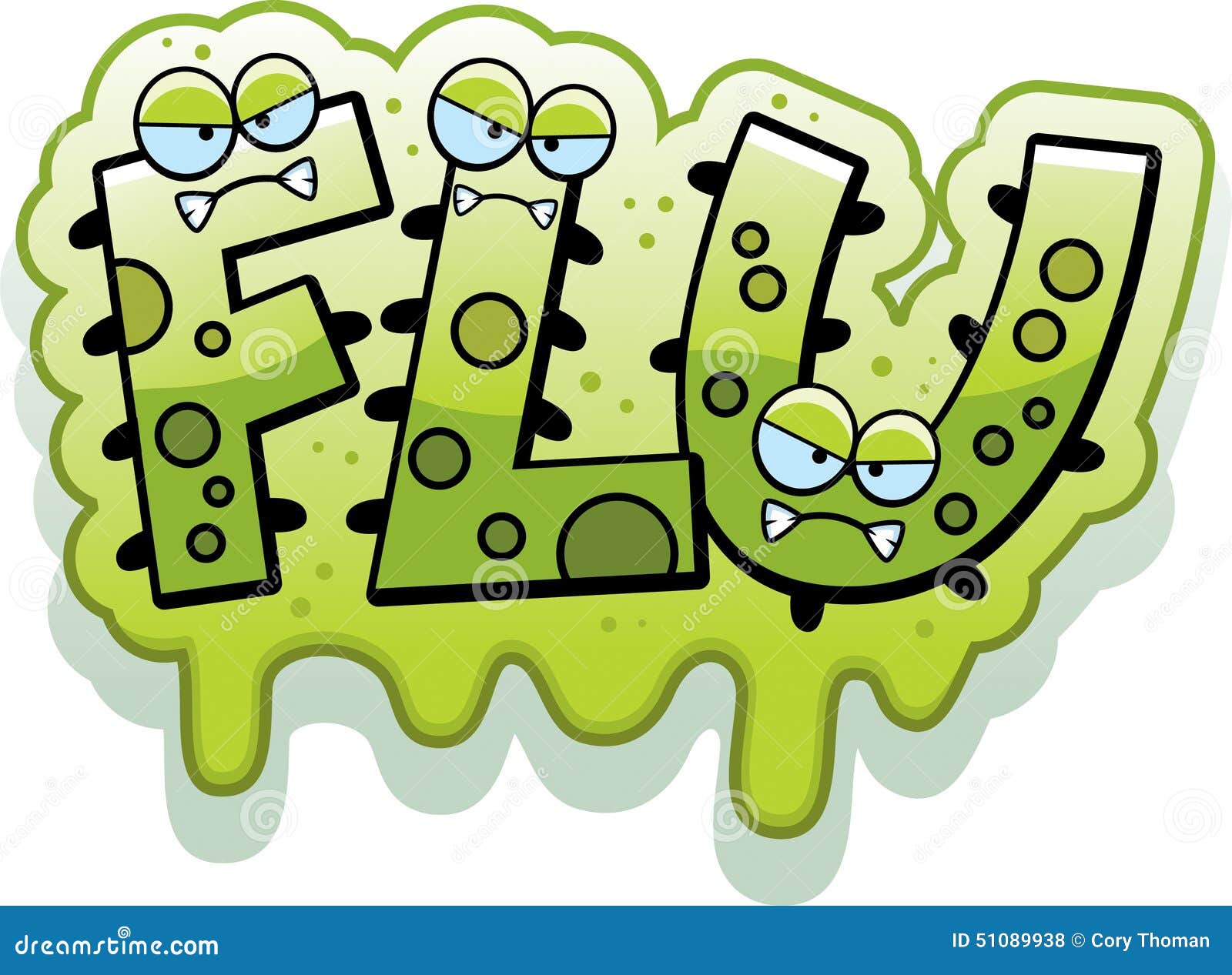 Cartoon Slimy Flu Bug Text stock vector. Illustration of vector - 51089938